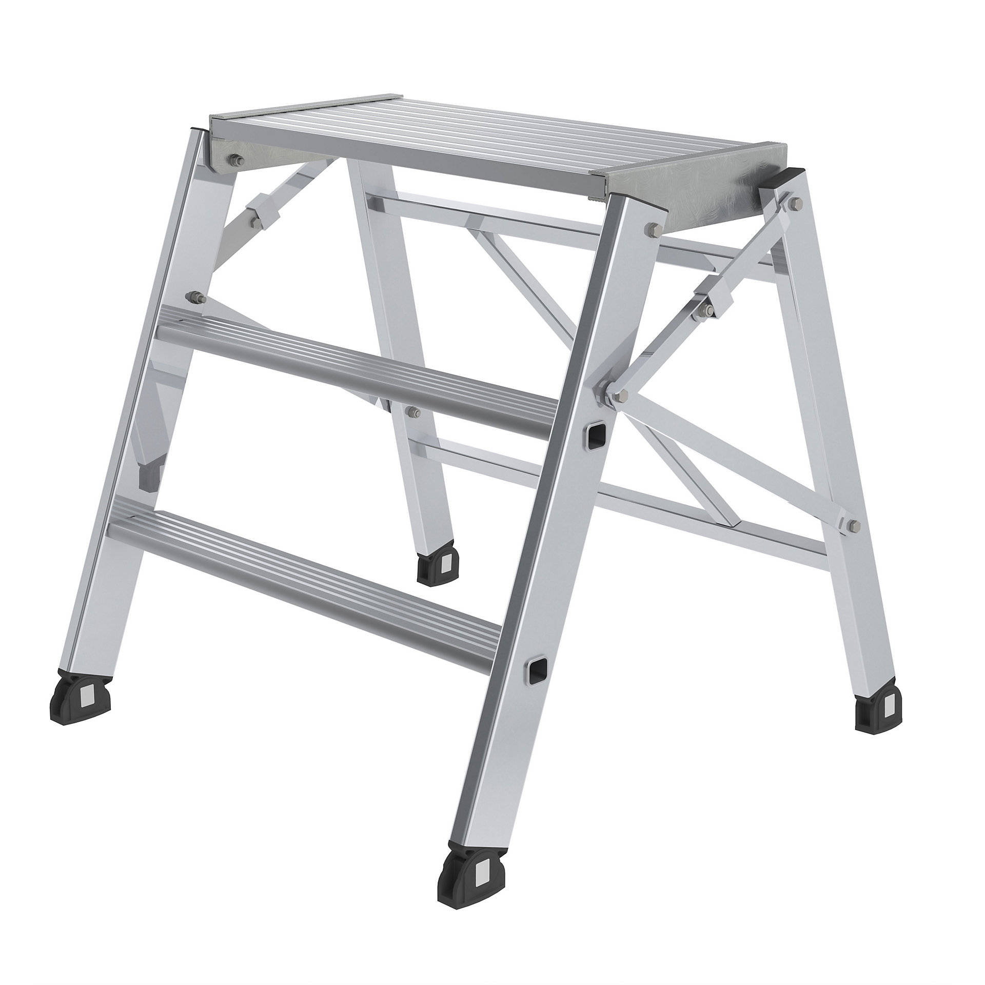 Escabeau pliable – MUNK: en aluminium, profondeur marches 80 mm ...