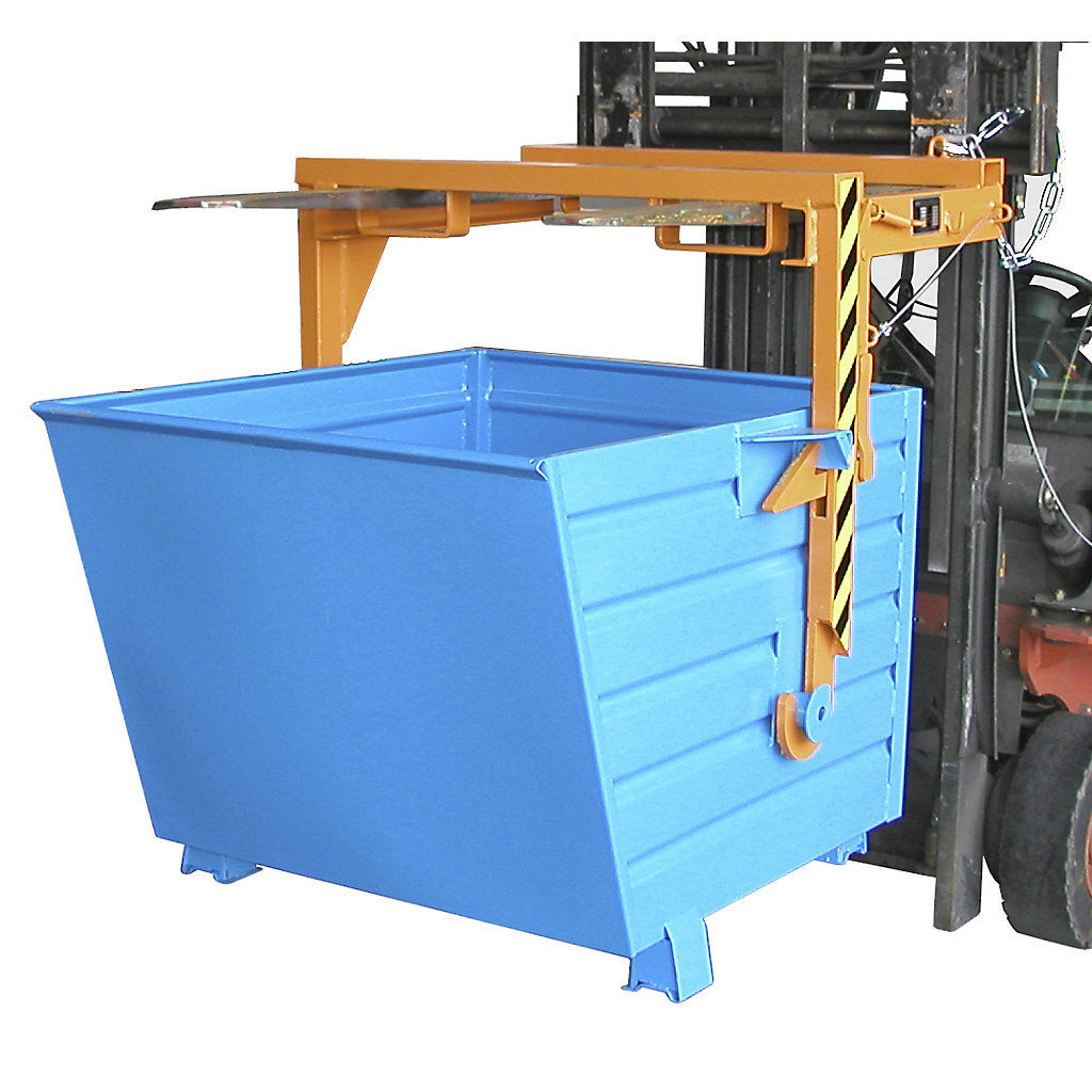 Forklift support bar for tilting skips and stacking containers ...