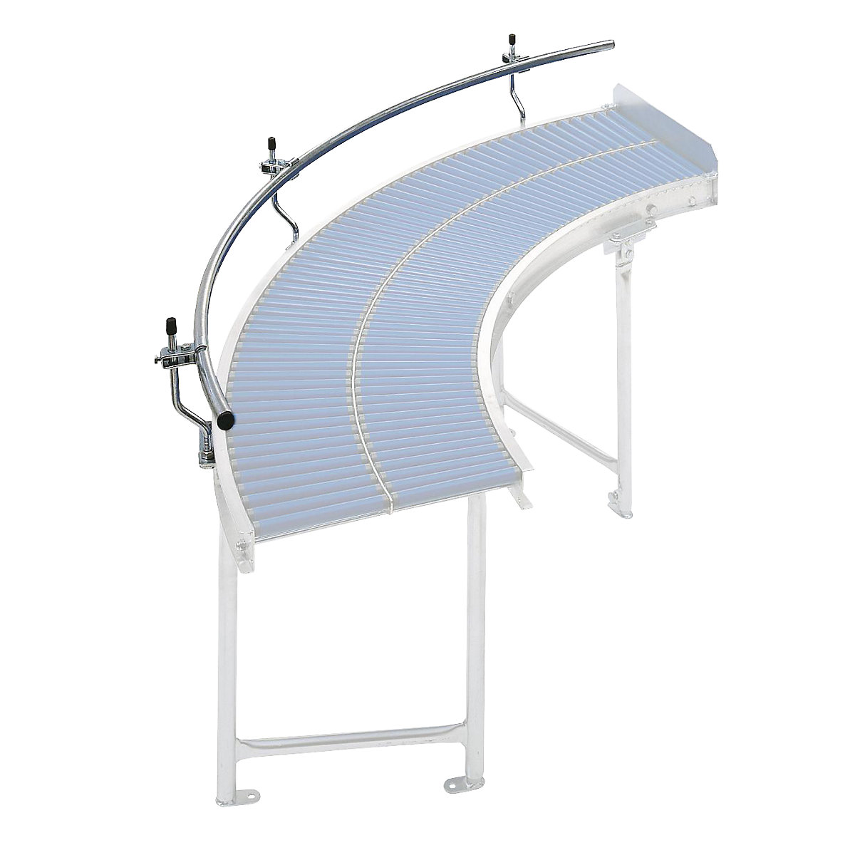 Gura – Lateral guide rail for light-duty roller conveyor: 90° curve ...