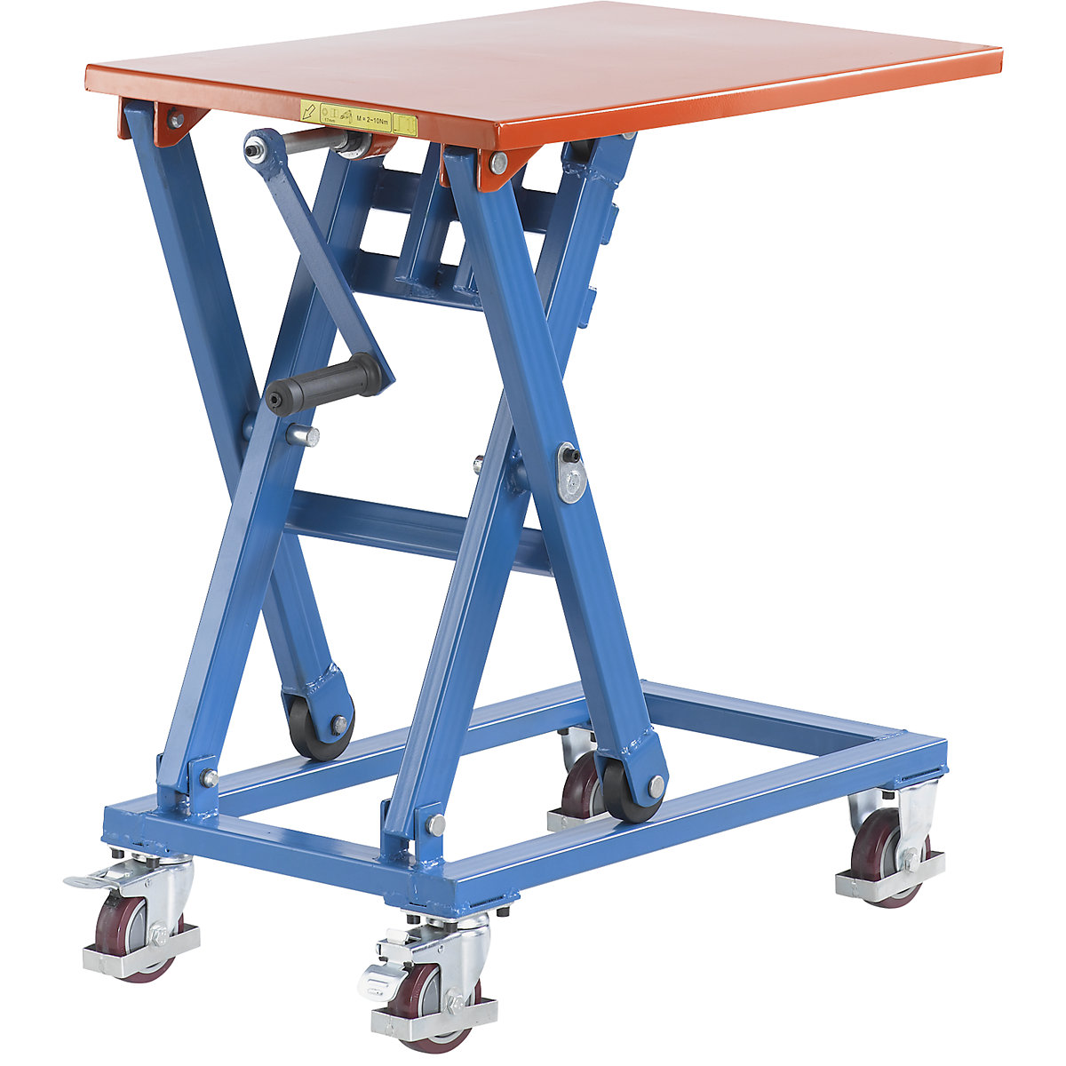 Table élévatrice mobile à manivelle: châssis bleu sécurité | FRANKEL ...