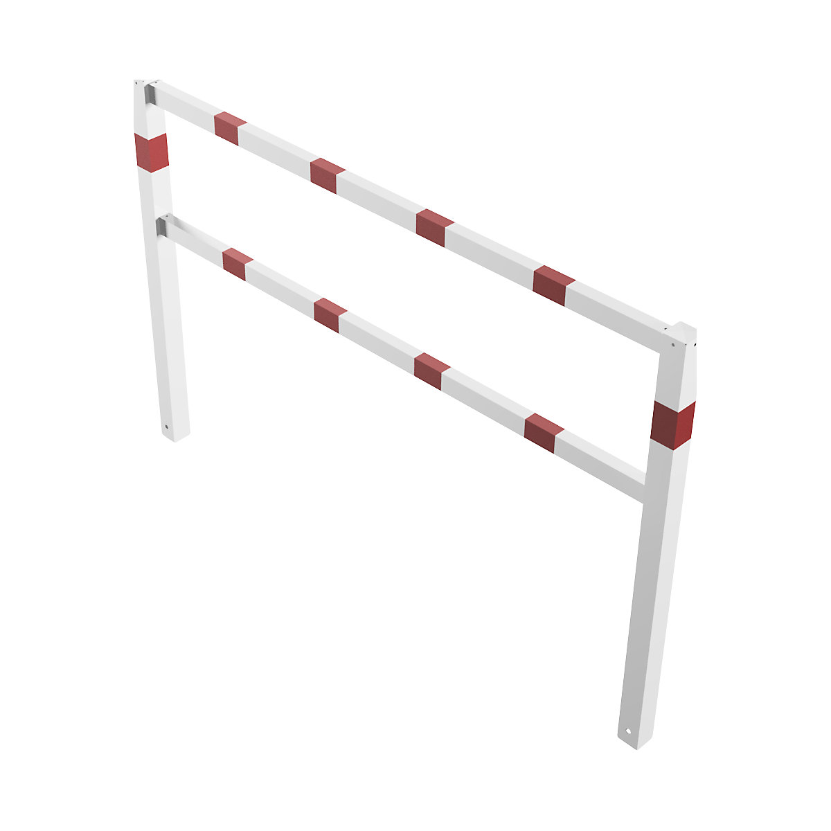 Access barrier, welded: with top rail and knee rail, white with red ...