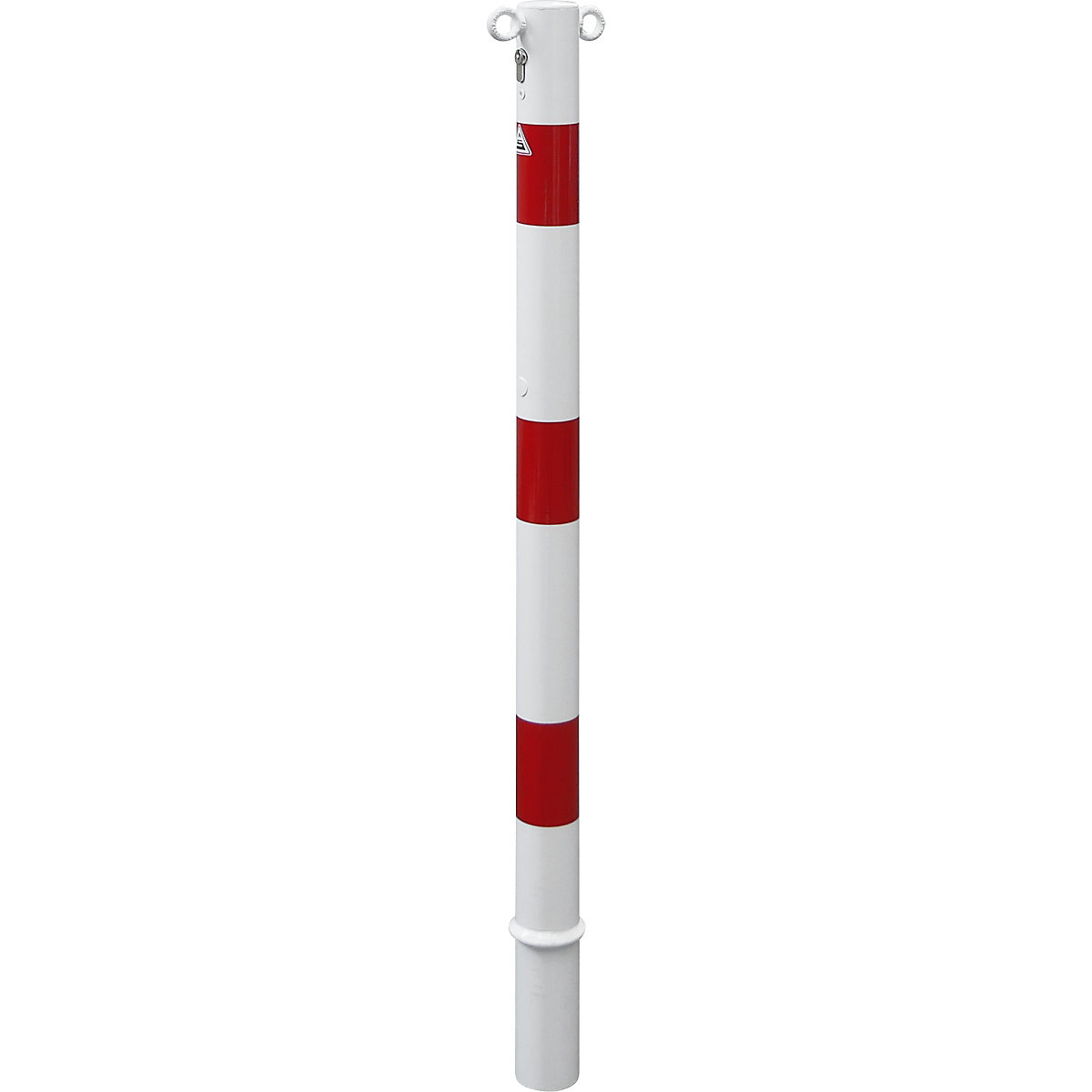 Barrier post, Ø 60 mm, white / red: removable with profile cylinder ...
