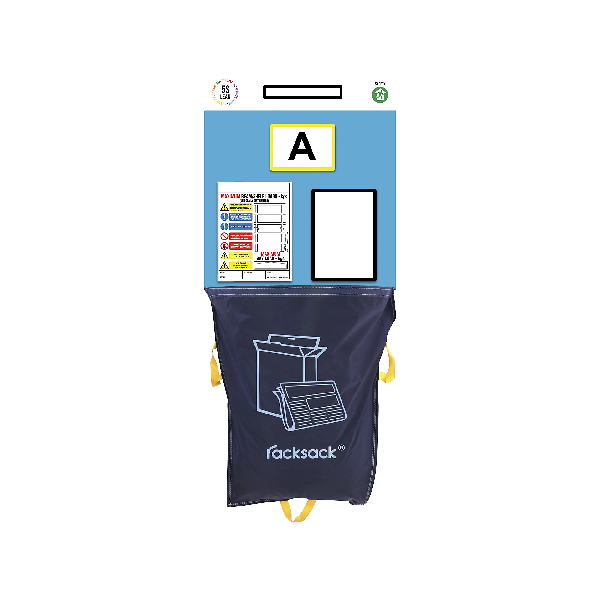 Individual rack end shadow board: with Racksack waste sack, HxW 2000 x ...