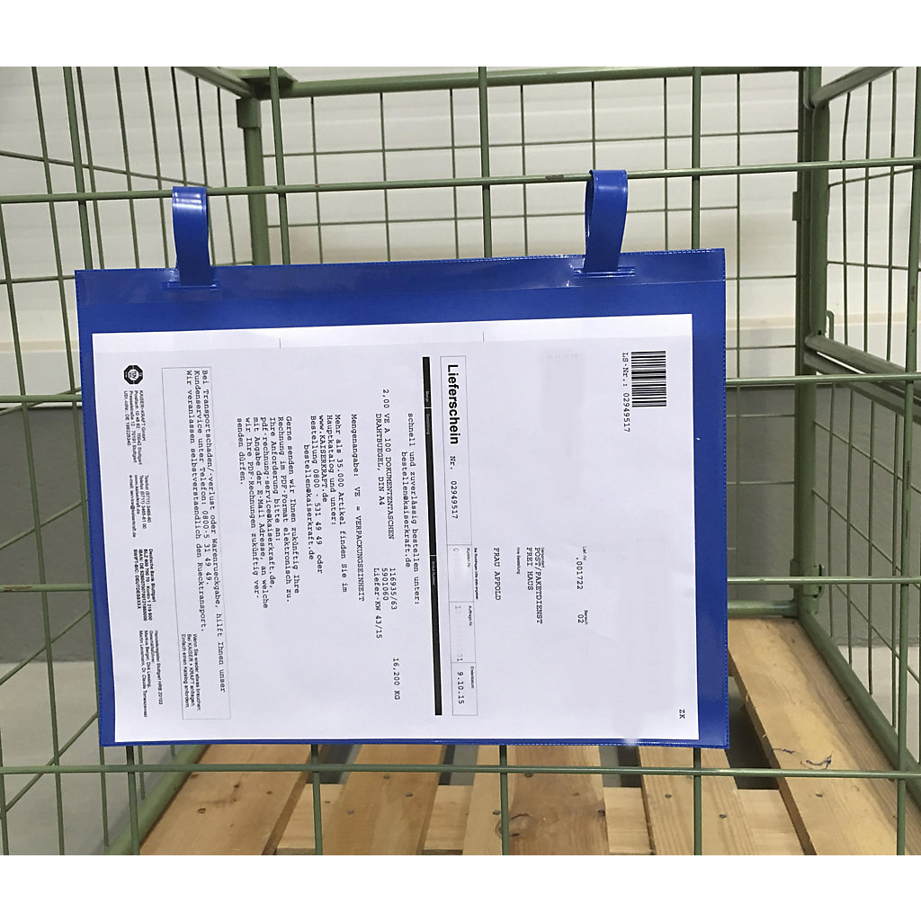 Labelling pouches, pack of 100: with tables for mesh boxes | kaiserkraft