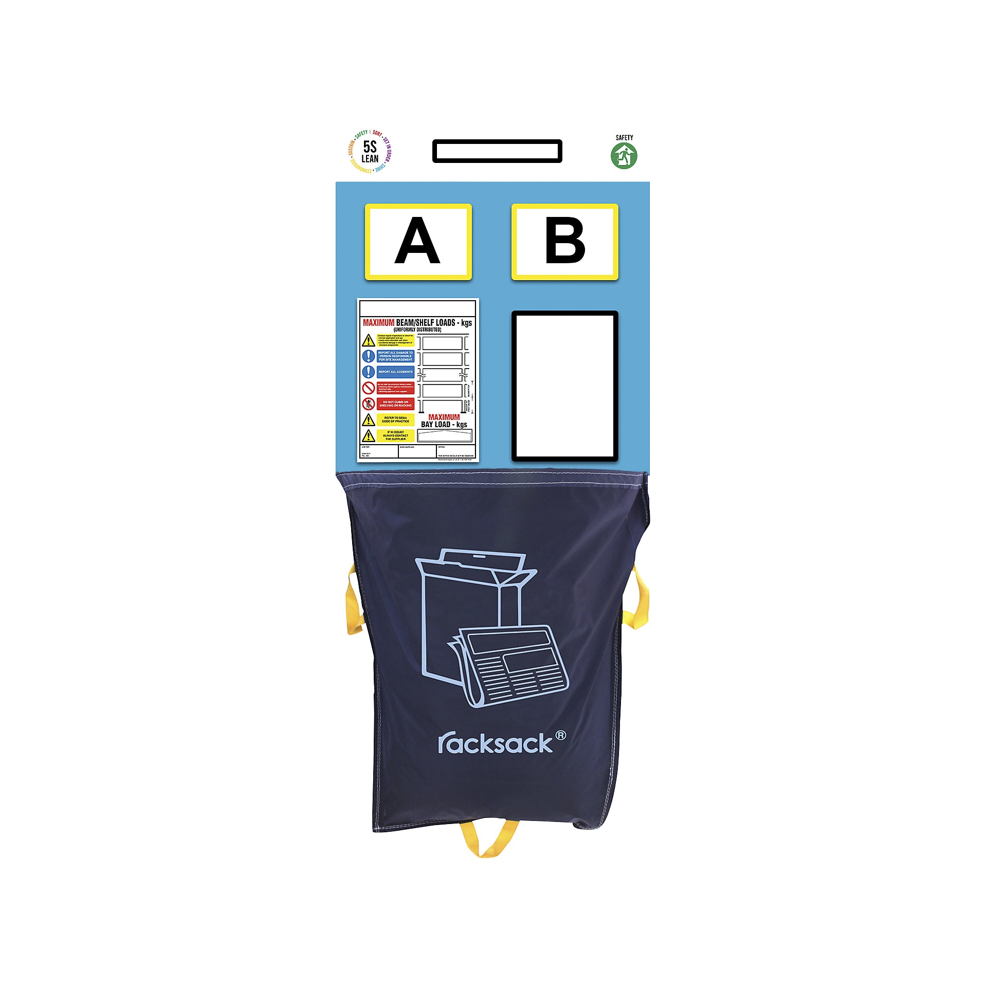 Modular rack end shadow board: with Racksack waste sack, HxW 2000 x 900 ...