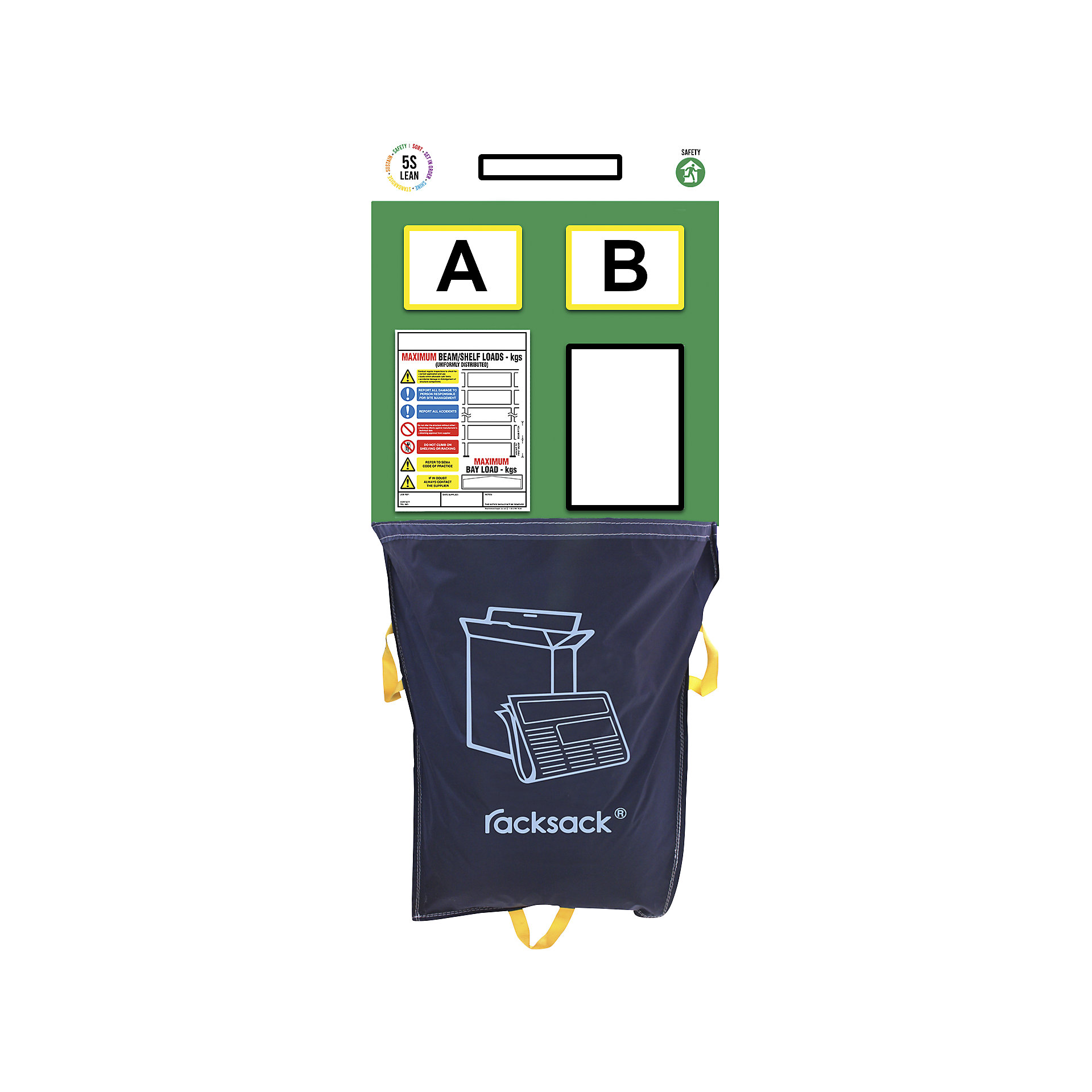Modular rack end shadow board: with Racksack waste sack, HxW 2000 x 900 ...