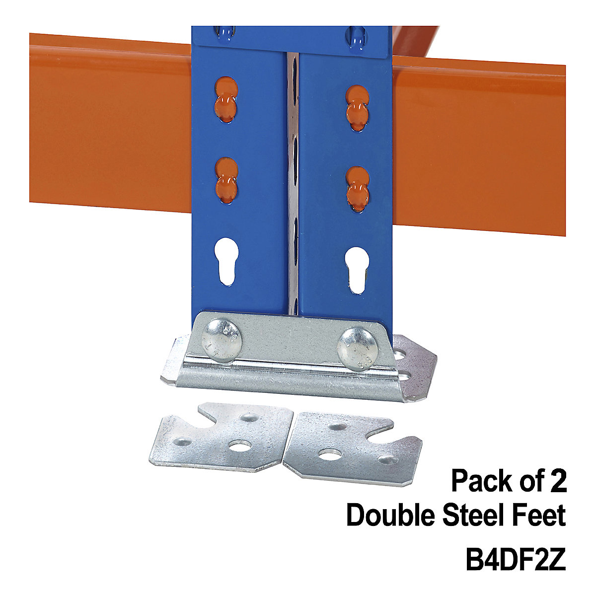 BiG400 Pack of 2 Galvanised Double Steel Feet with fixings & Levelling ...