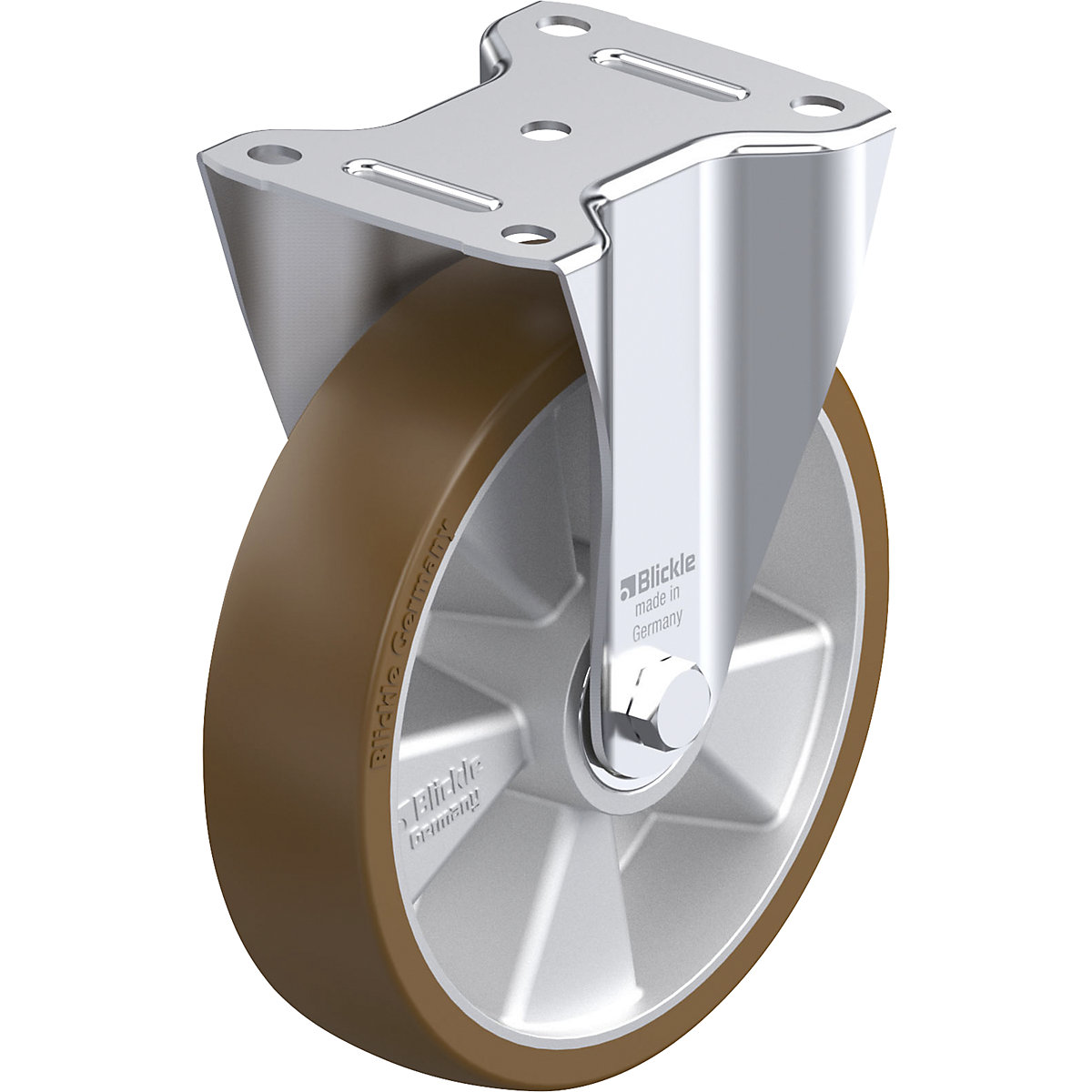 B-ALB fixed sheet steel castor – Blickle: wheel Ø x width 200 x 50 mm ...
