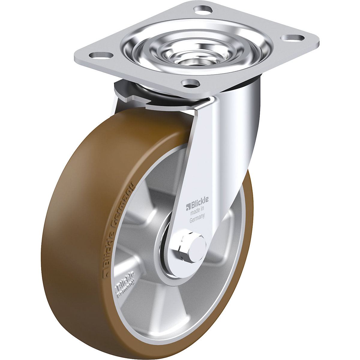L-ALB sheet steel swivel castor – Blickle: wheel Ø x width 125 x 40 mm ...