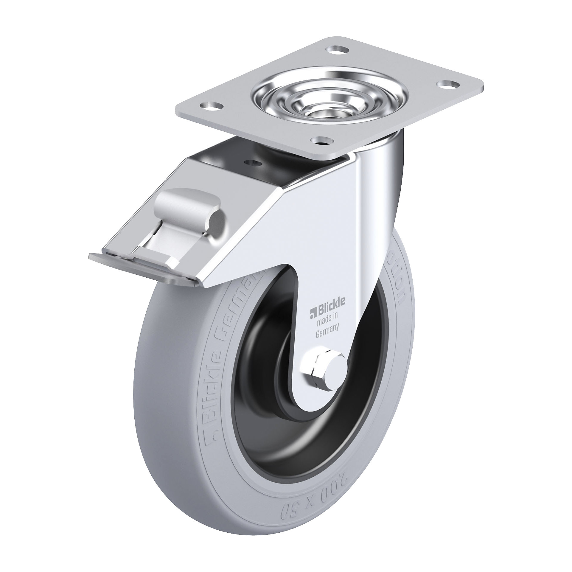 LE-POES-FI-SG sheet steel swivel castor – Blickle: wheel Ø 200 mm, max ...