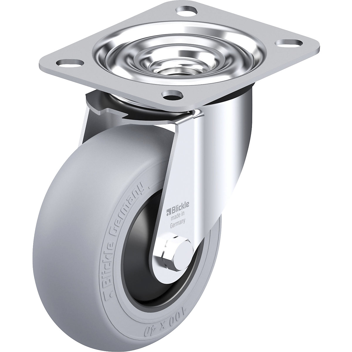 LE-POES-SG sheet steel swivel castor – Blickle: wheel Ø 100 mm, max ...
