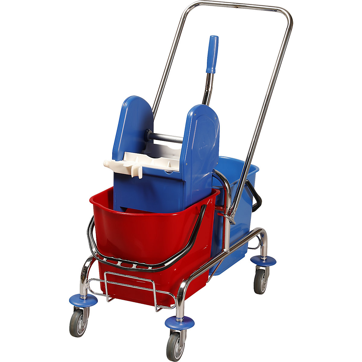 Wet mop trolley: 2 x 15 l double mobile buckets | KAISER+KRAFT