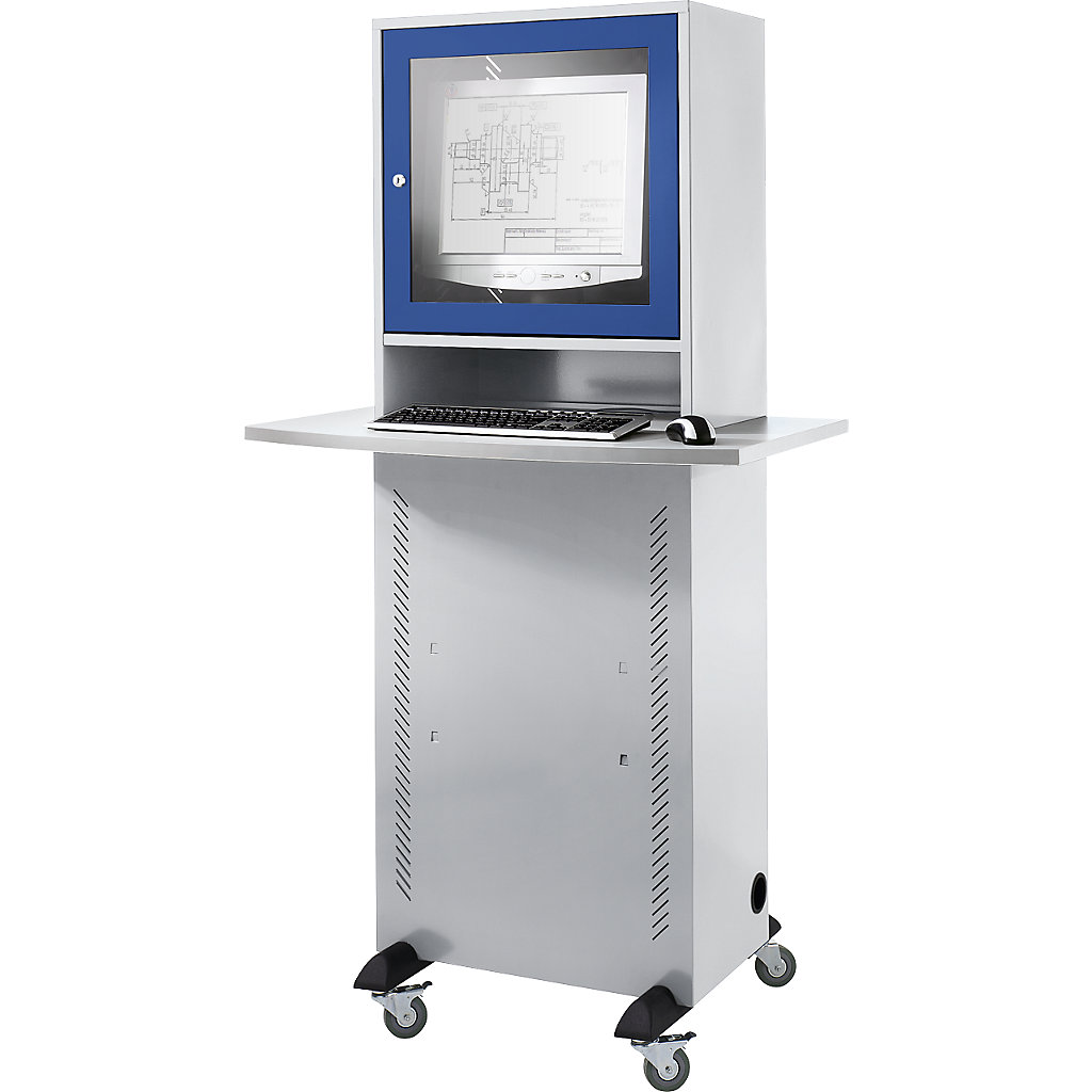 Computer cupboard – eurokraft basic: with worktop | kaiserkraft