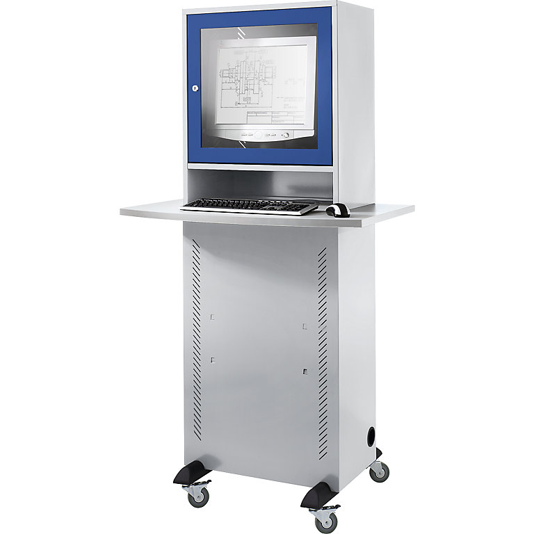 Computer cupboard – eurokraft basic: with worktop | kaiserkraft