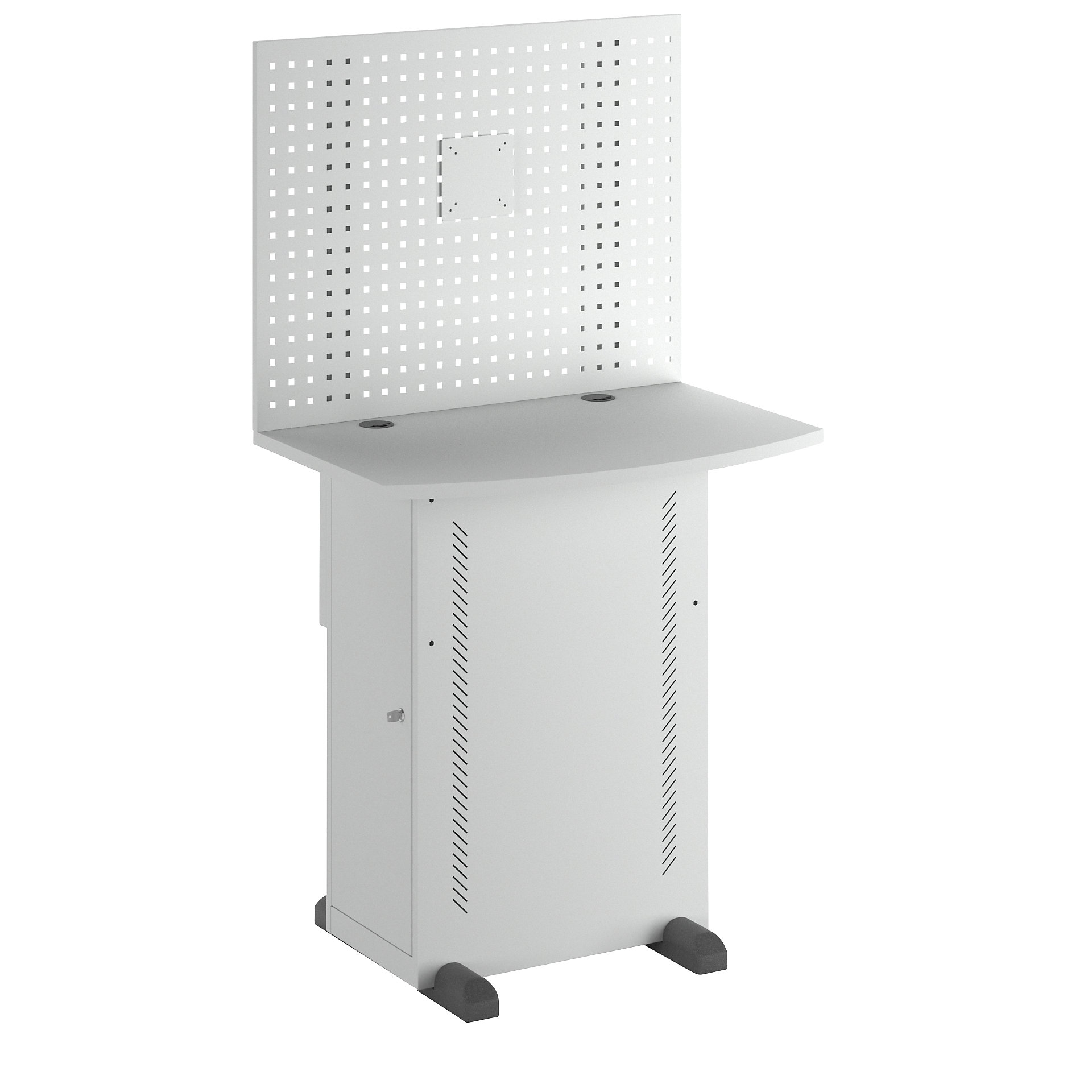 Computer cupboard – eurokraft basic: with worktop and perforated panel ...