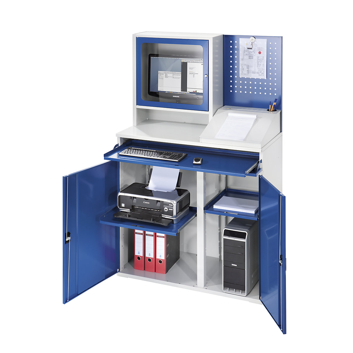 RAU – Computer workstation: monitor housing, 2 pull-out shelves ...