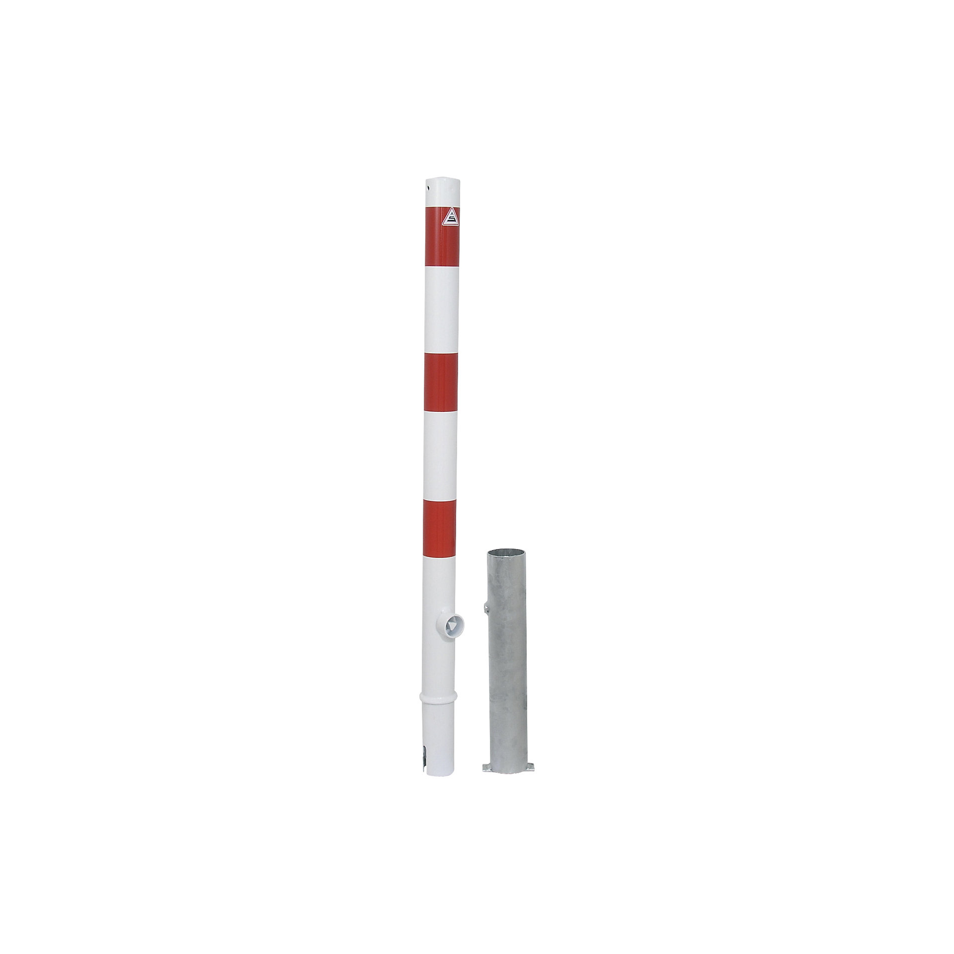 Poste barrera, Ø 60 mm, blanco y rojo – Schake: extraíble | kaiserkraft
