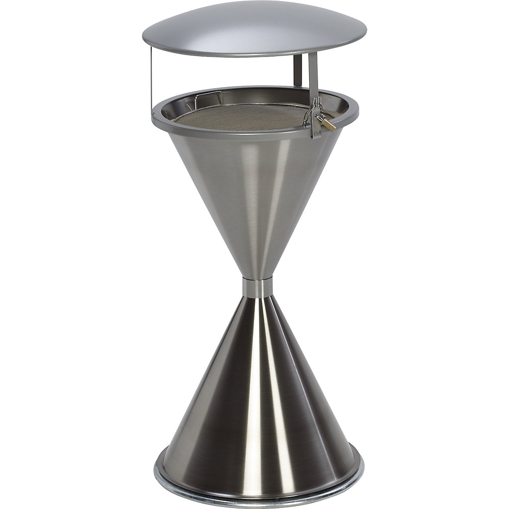 Conical ashtray with roof and base disc – VAR: stainless steel ...
