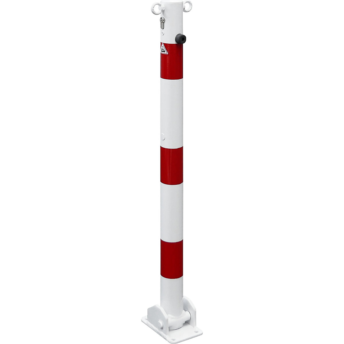 Poste barrera, Ø 60 mm, blanco y rojo: plegable con cilindro perfilado ...