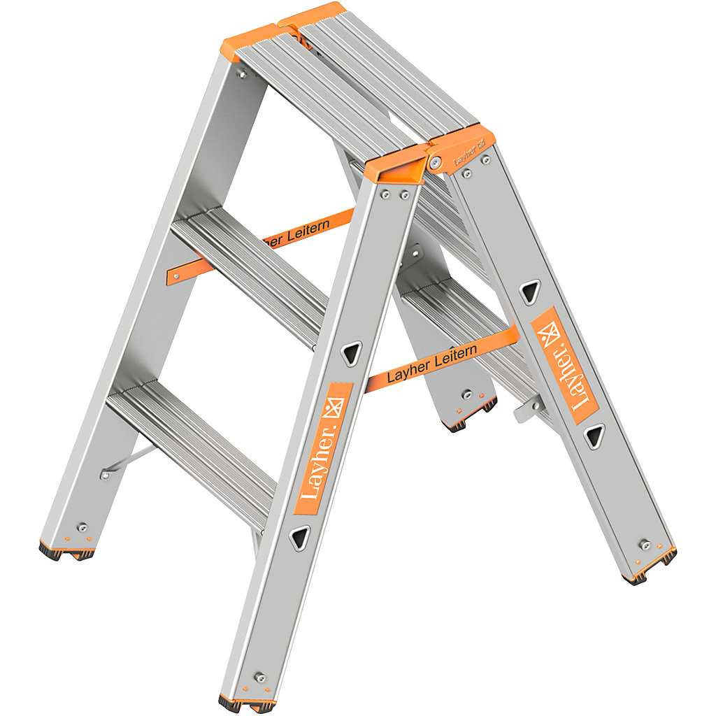 Escada dupla de degraus – Layher subida dos dois lados 2 x 3 degraus ...