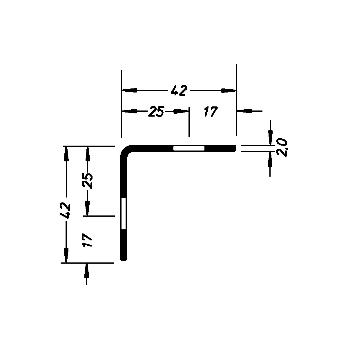 hofe – Perfil angular de acero para sistema modular: 42 x 42 x 2 mm ...