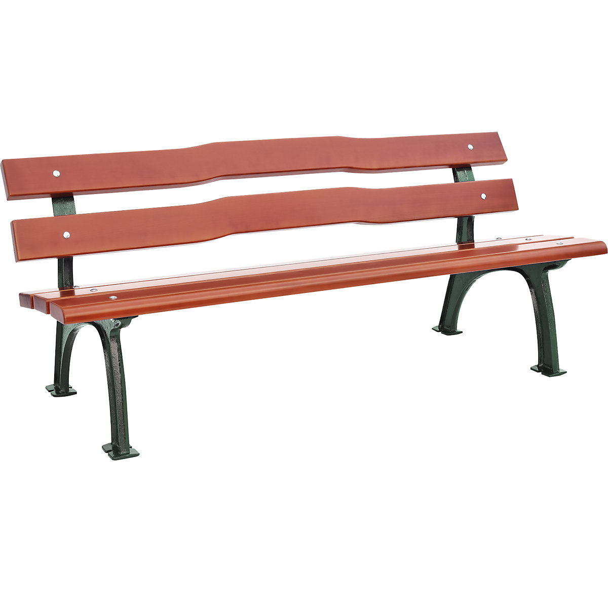 Park bench, solid cast iron frame: seat and back rest made of pine wood ...