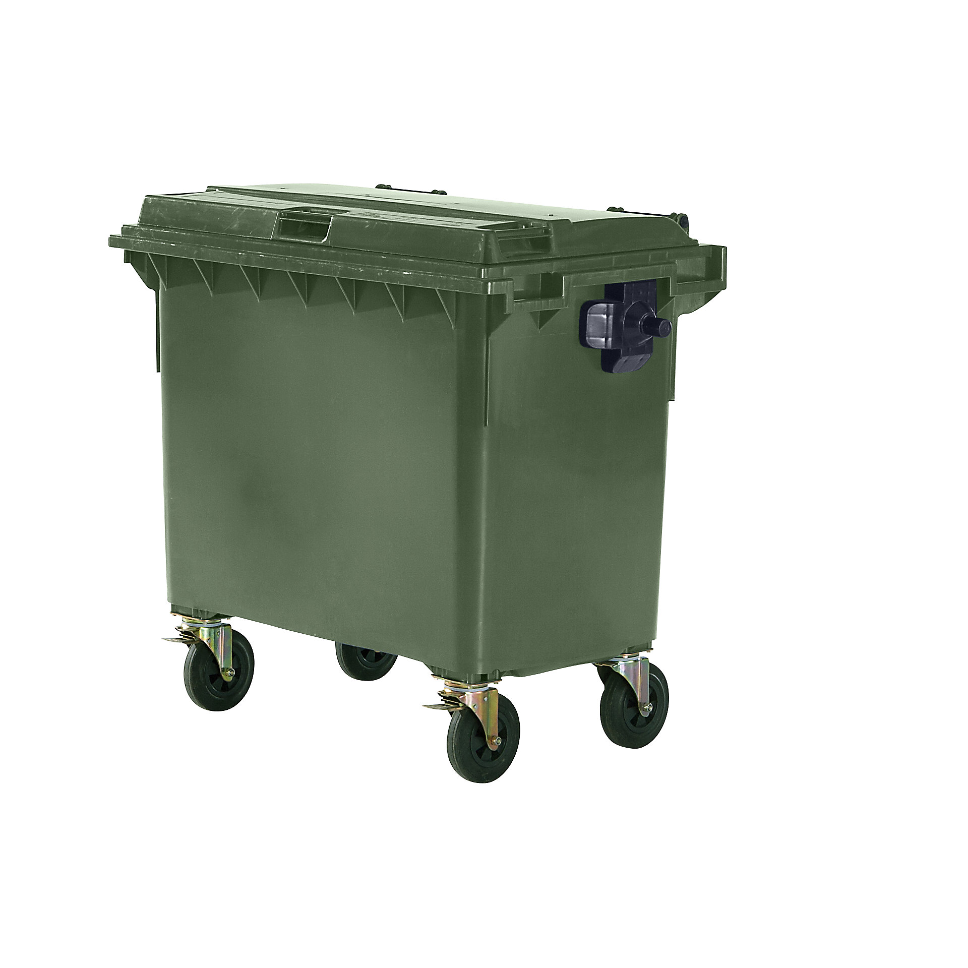 Plastic waste container, DIN EN 840: capacity 660 l, WxHxD 1360 x 1235 ...