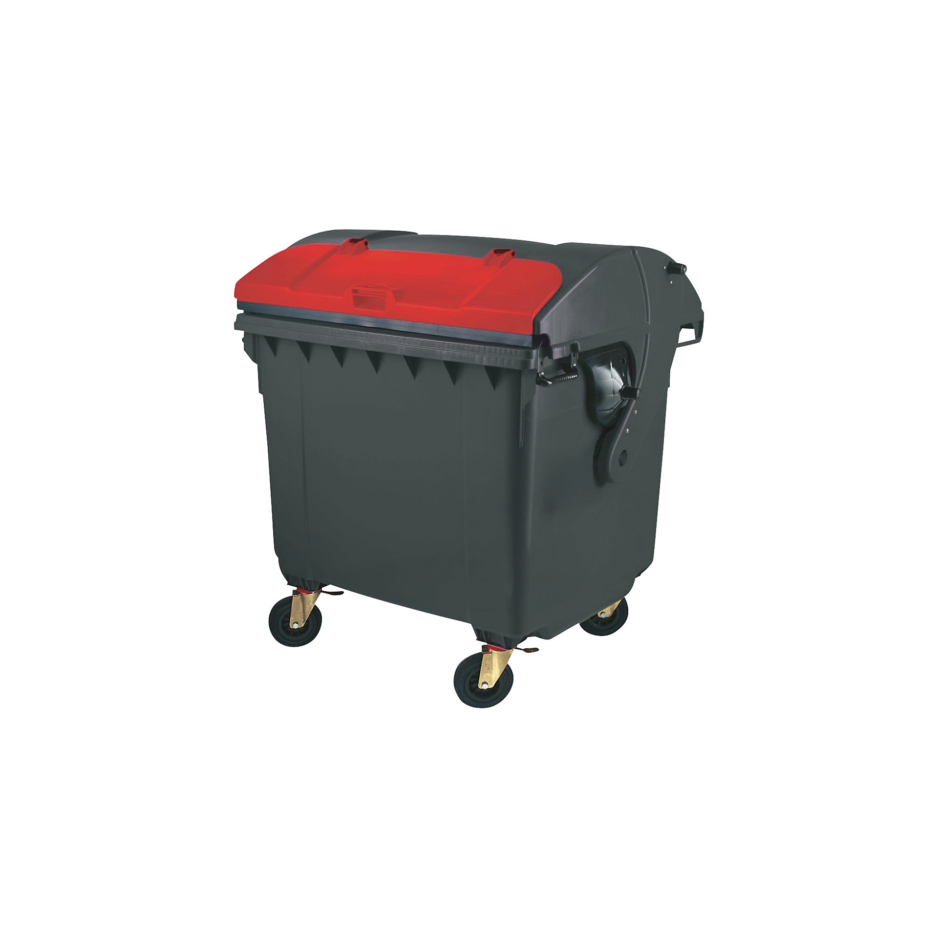 Plastic waste container, DIN EN 840: capacity 1100 L, with round lid ...