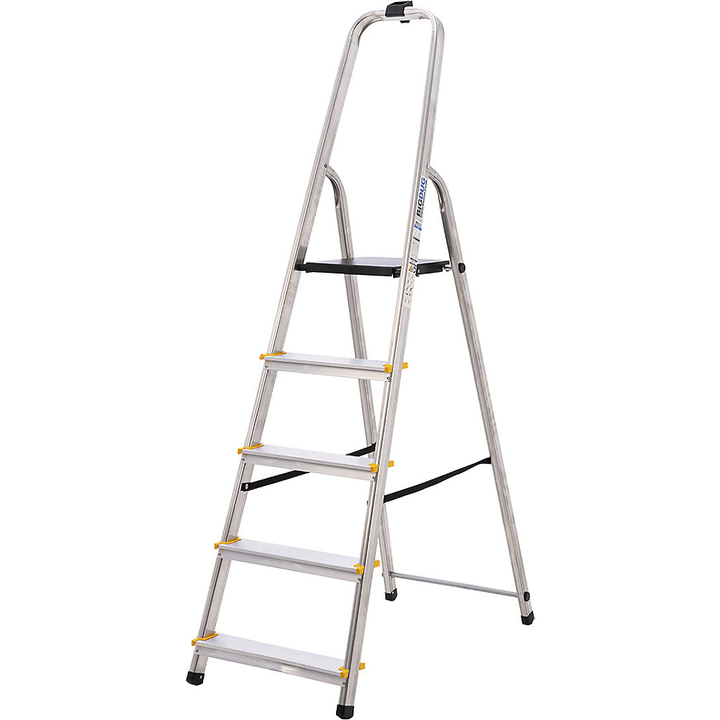 BiGDUG Aluminium Step Ladder | 5 Tread | Closed Height: 1680mm | EN131 ...