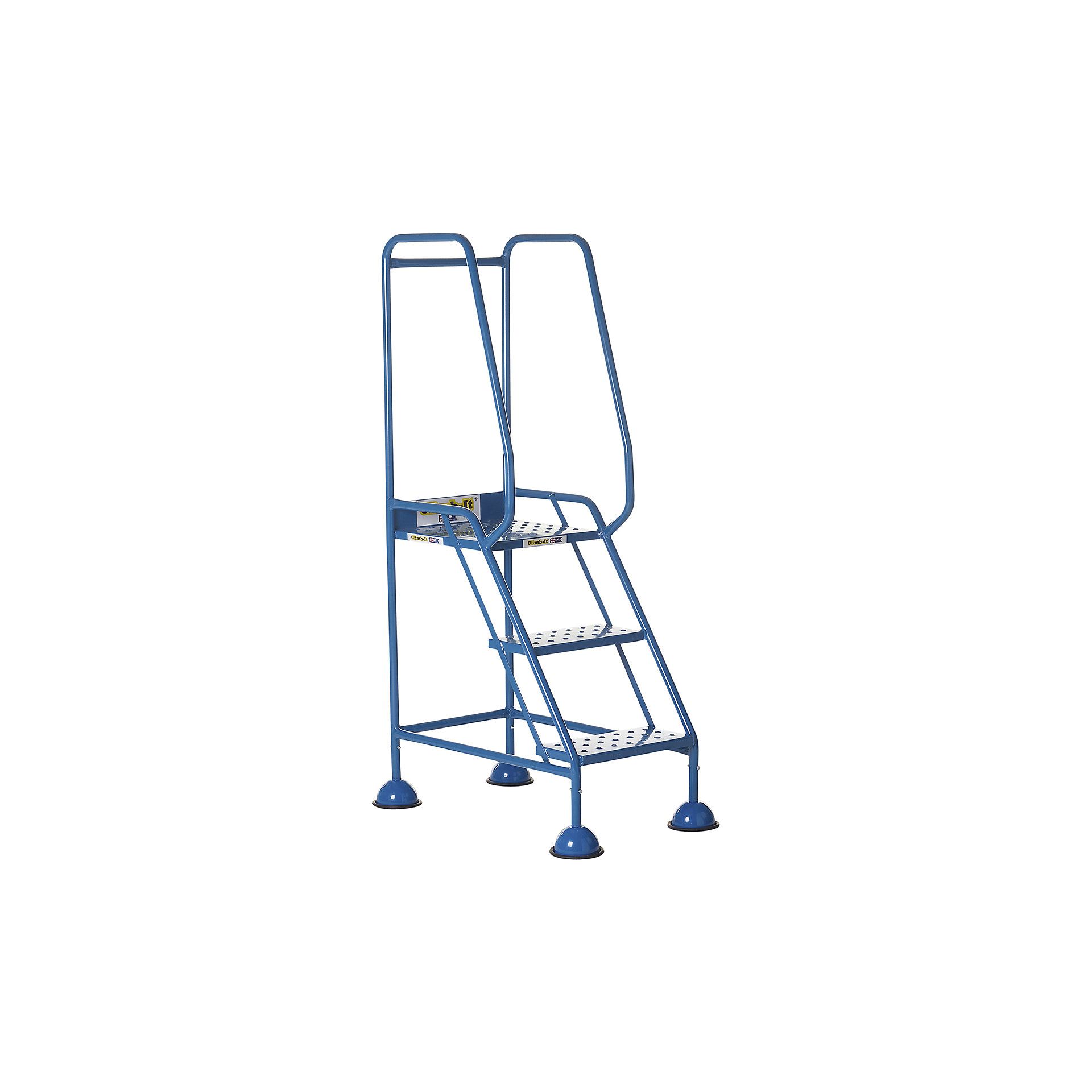 CLIMB-IT Domed Feet Step | 1420h x 550w mm | 3 Tread | Punched | Blue ...