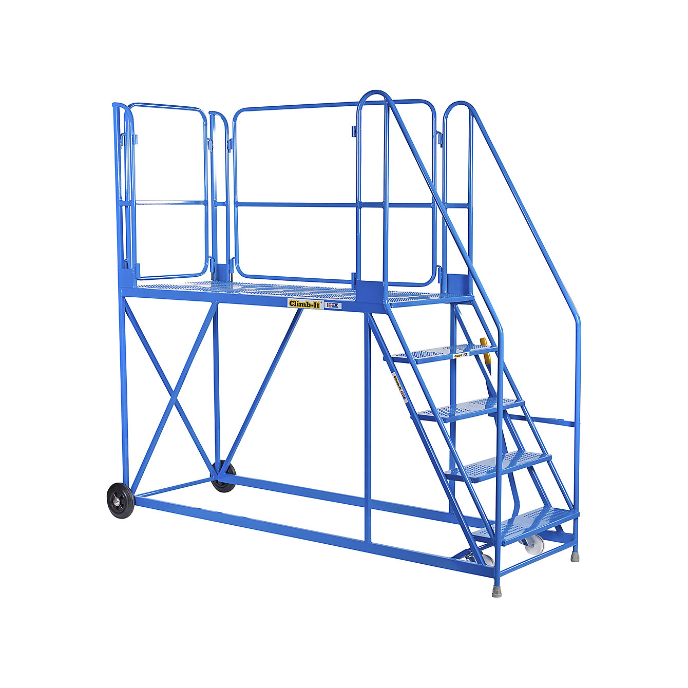 CLIMB-IT Standard Incline Work Platforms | 5 Tread | Length: 1800mm | Height: 1250mm | Blue | BiGDUG