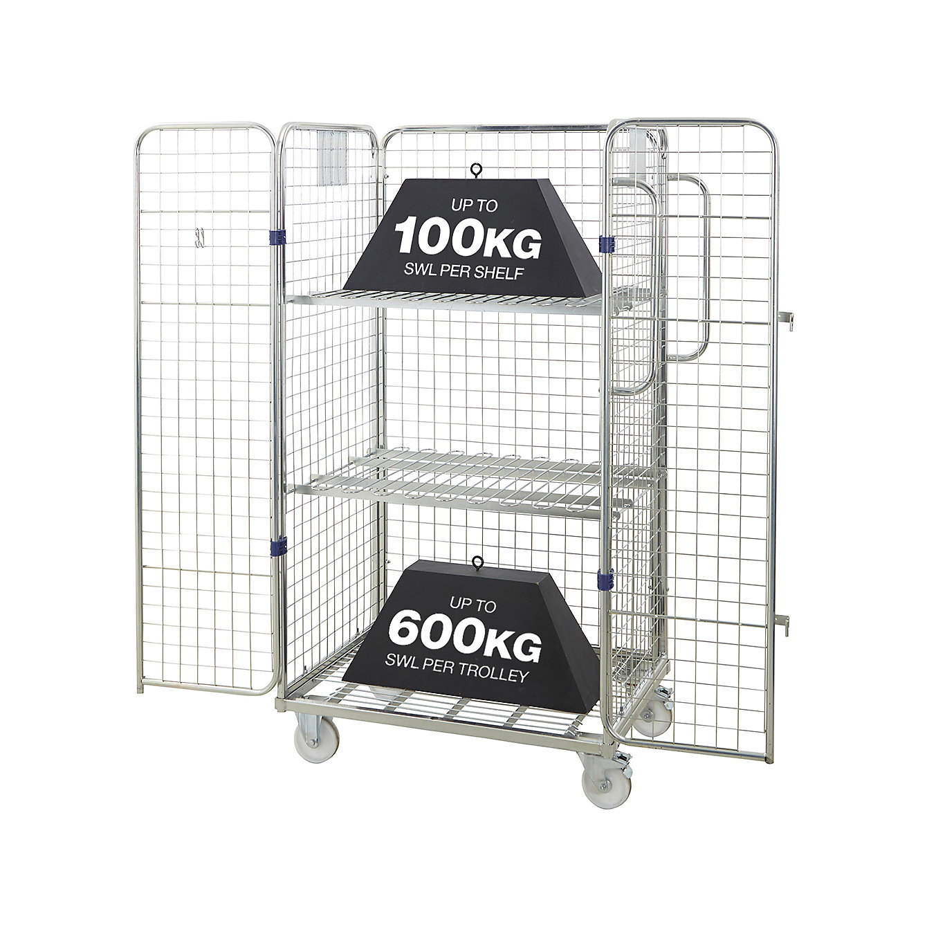 4 Sided Merchandising Trolley | 1690h x 900w x 650d mm | 2 Shelf | BiGDUG