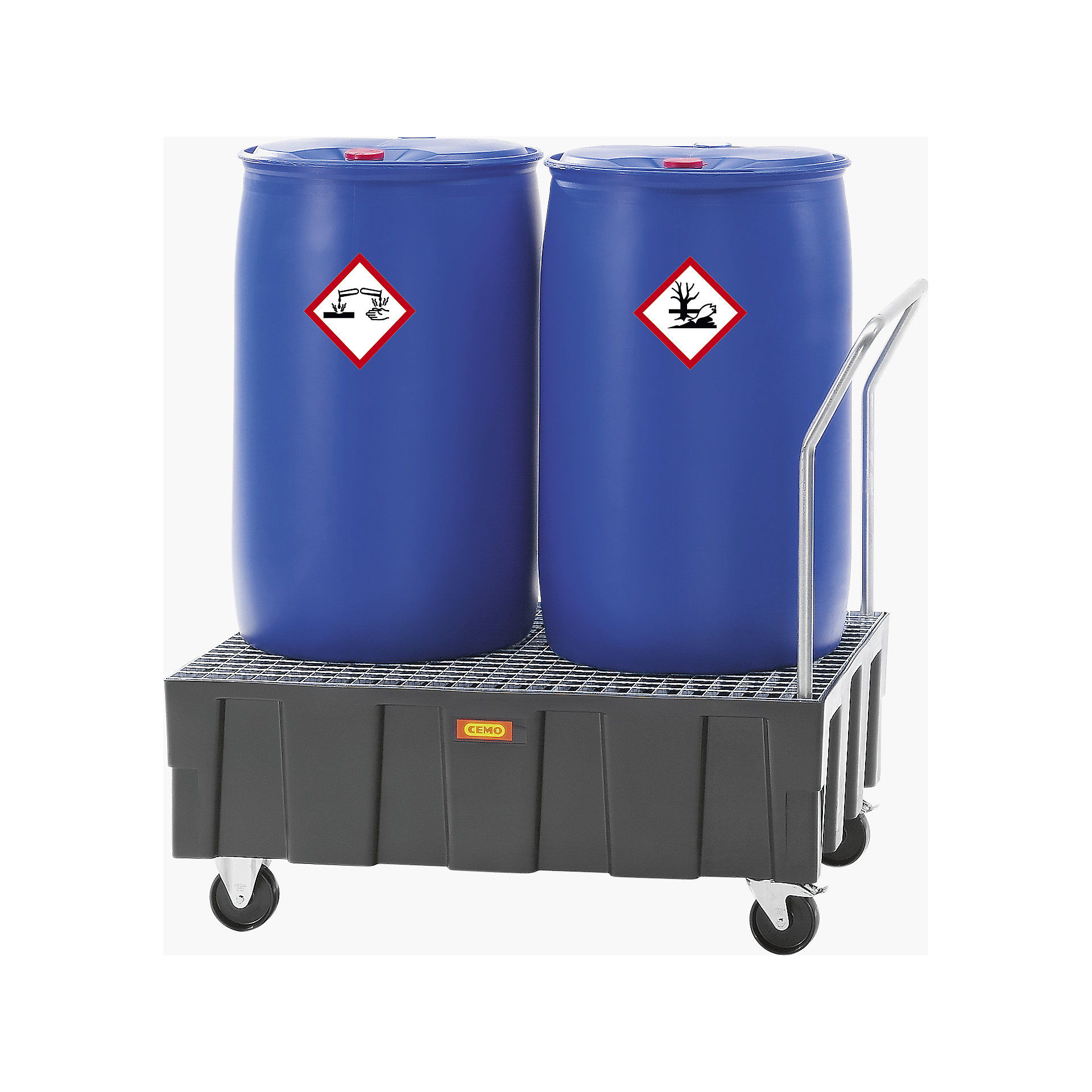 CEMO – PE sump tray for 200 l drums: mobile using push handle | KAISER ...