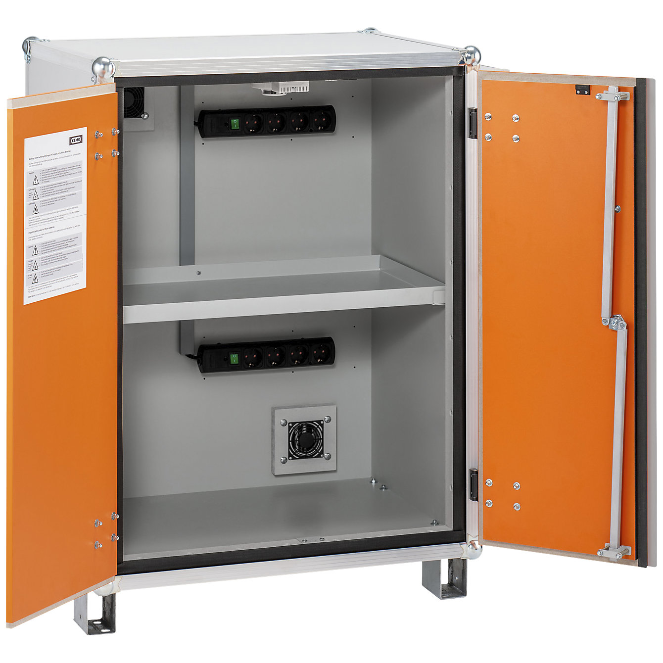 PREMIUM PLUS safety battery charging cabinet – CEMO: DxH 660 x 1110 mm ...