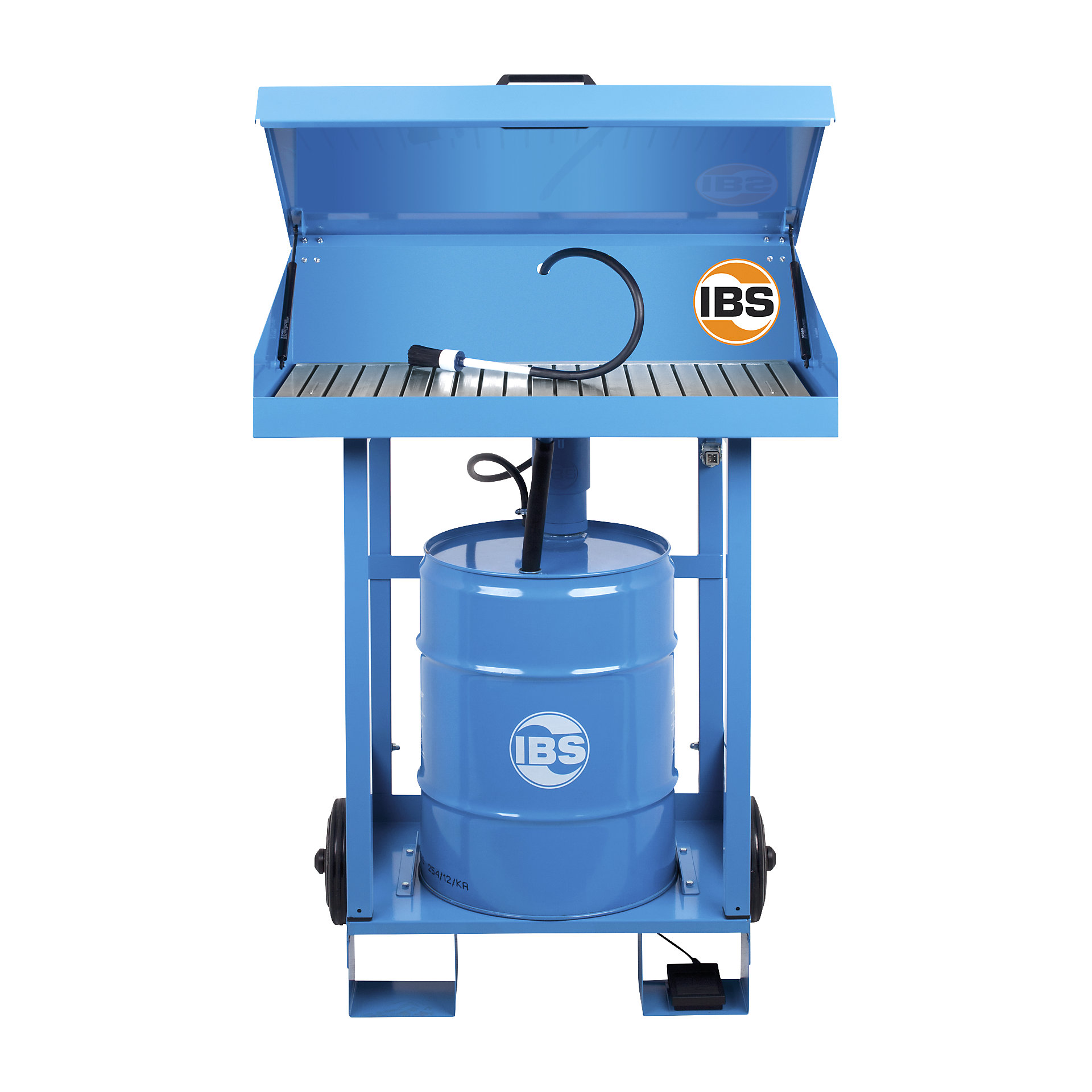 Mobile parts washer with lid – IBS Scherer: for 50 l drum | kaiserkraft