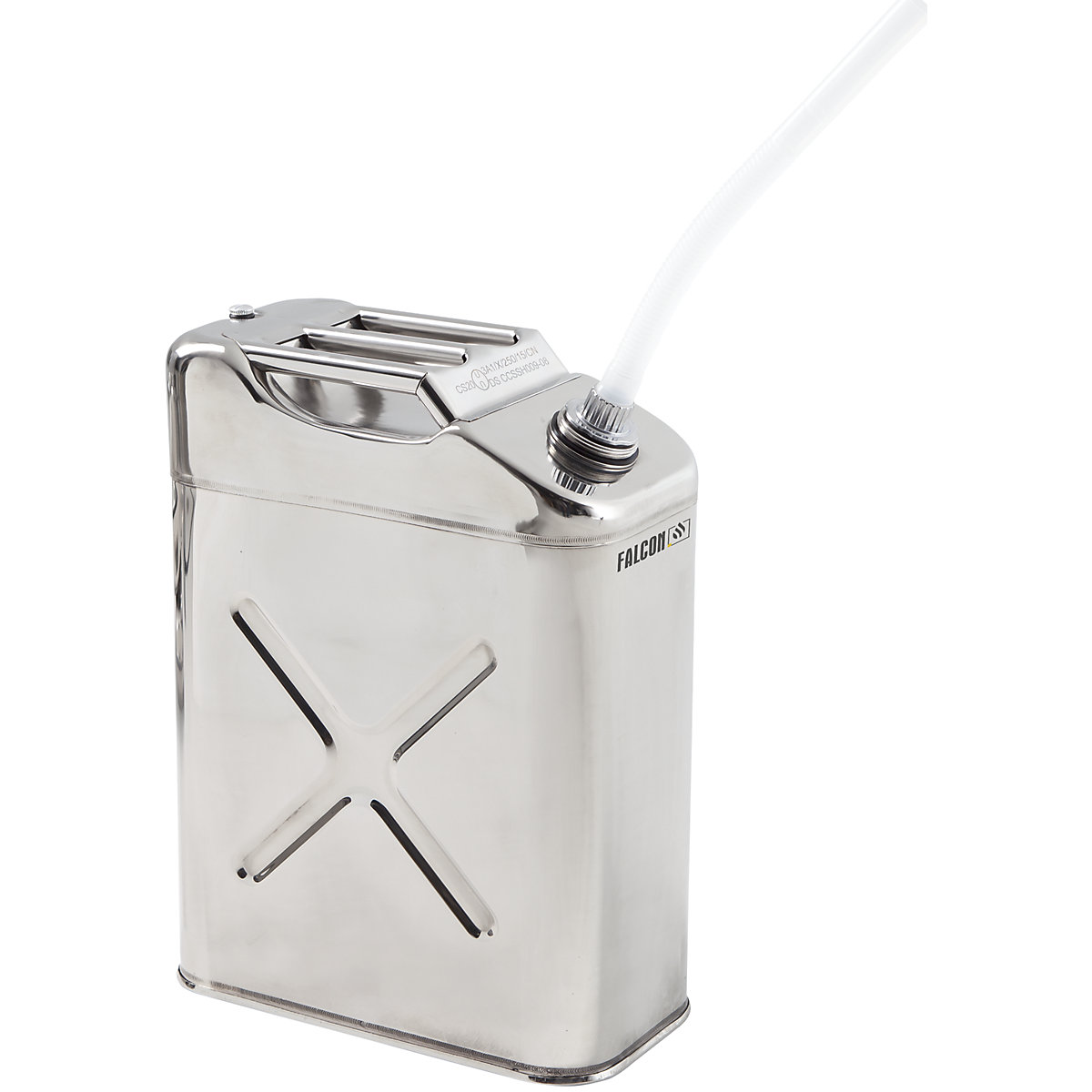 FALCON – Safety canister with screw cap and outlet pipe: stainless ...