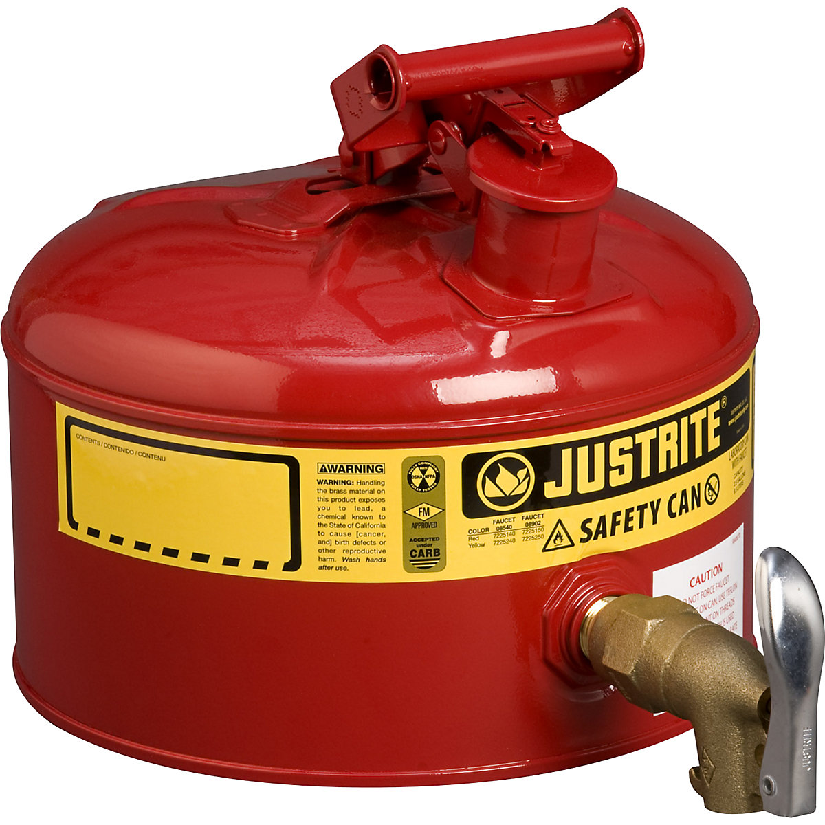 Safety dispenser with tap – Justrite: sheet steel, capacity 9.5 l ...