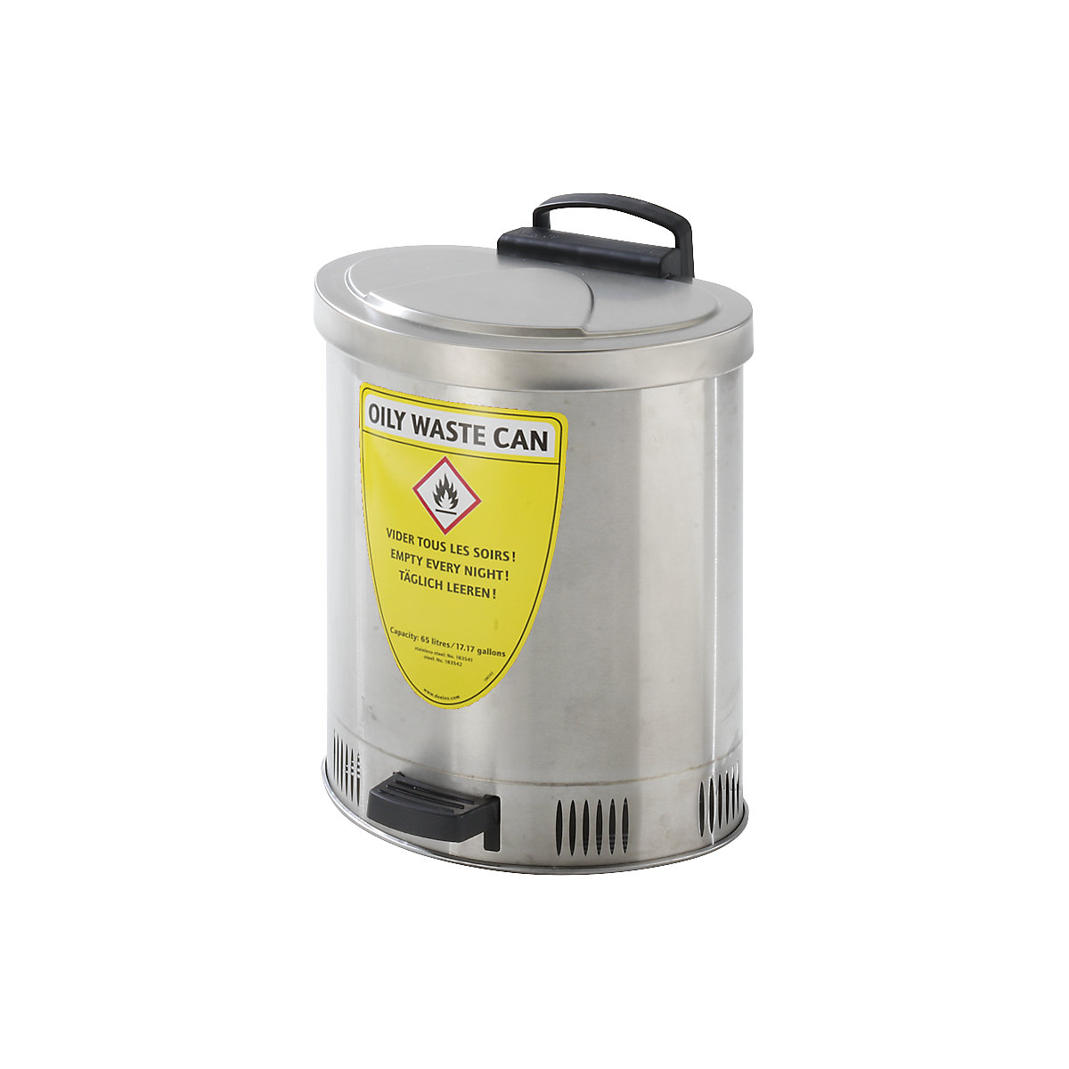 Safety disposal can with self-closing lid: stainless steel | kaiserkraft