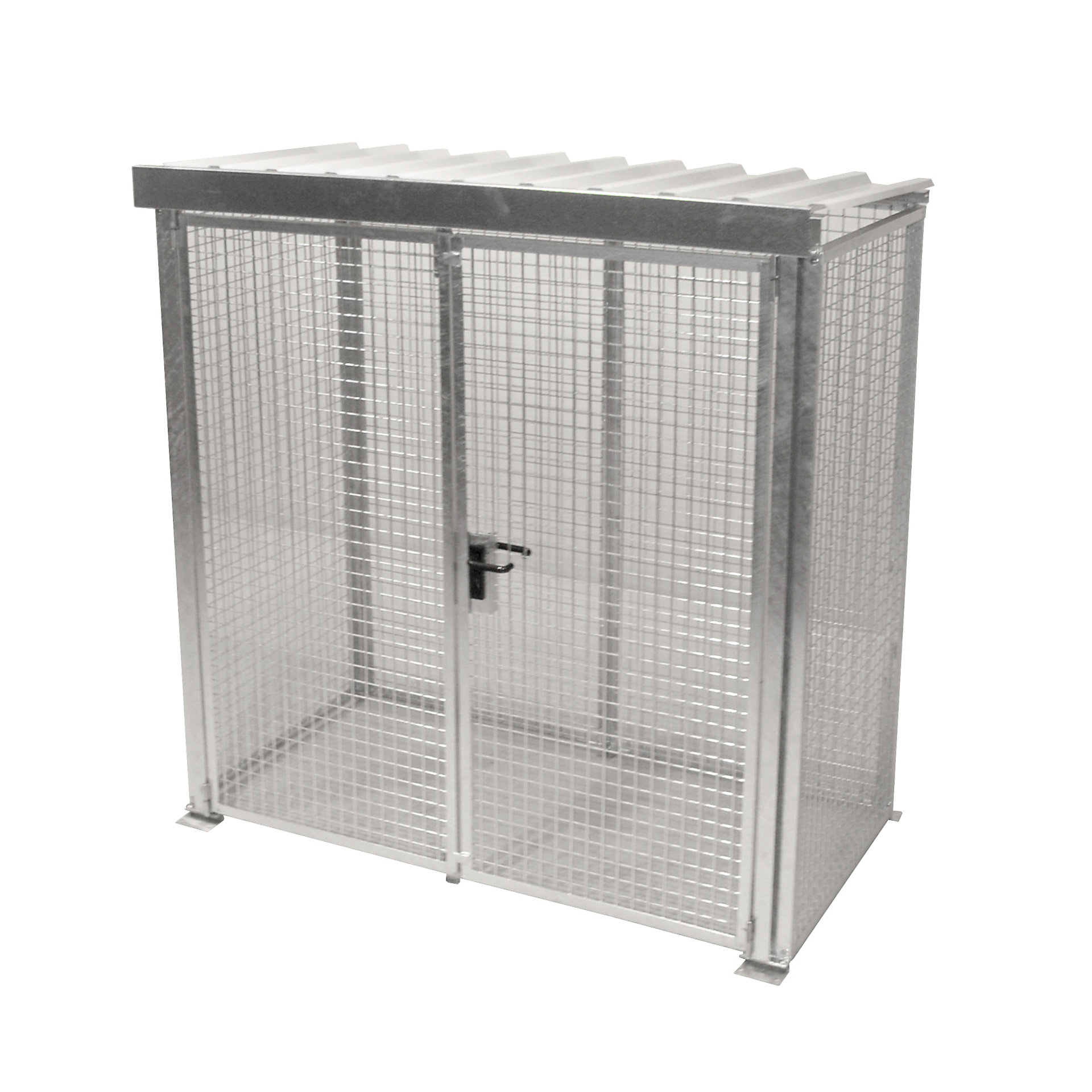 Mesh gas cylinder cage – eurokraft pro: with roof and double hinged ...
