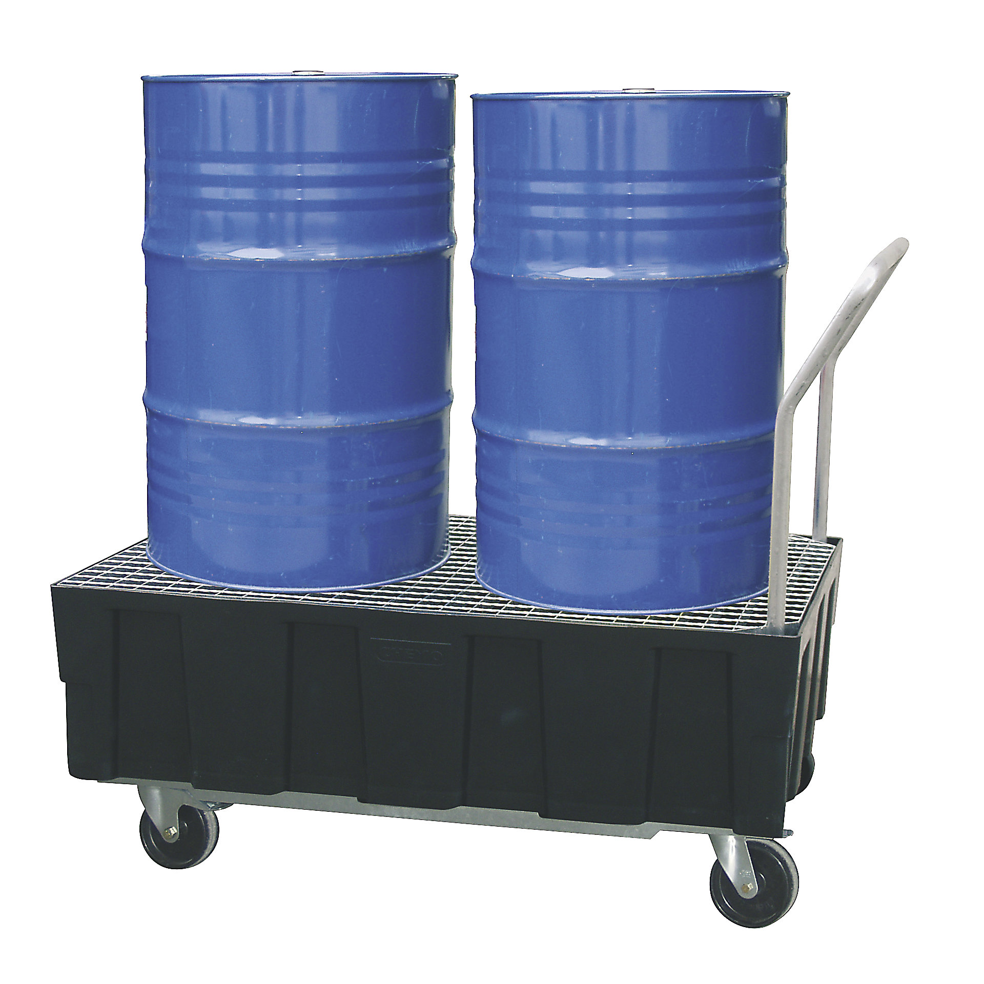 PE sump tray for 200 l drums – CEMO: mobile using push handle | kaiserkraft