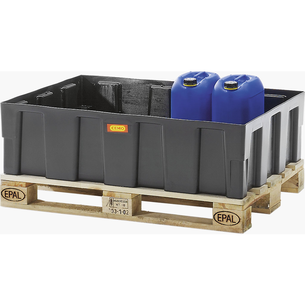 PE sump tray for 200 l drums – CEMO: base/pallet sump tray | kaiserkraft