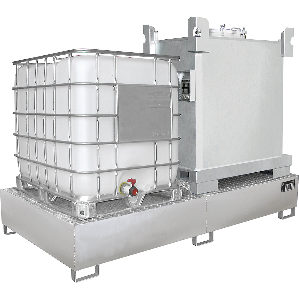 Stainless steel sump tray – eurokraft pro: for liquid storage container ...