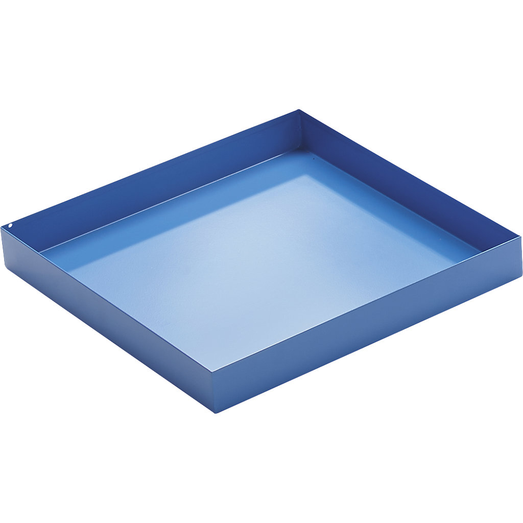 Steel sump tray for small containers – eurokraft basic: light blue ...