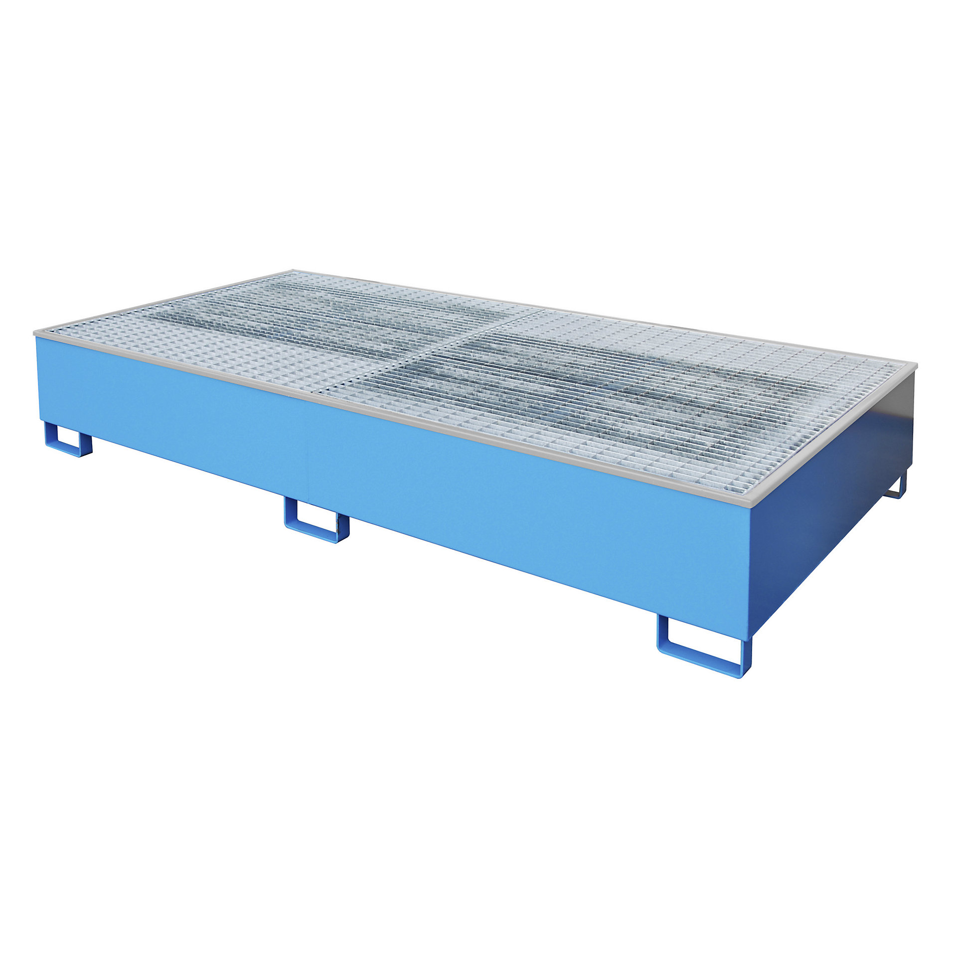 Steel sump tray with PE insert – eurokraft pro: 1000 l, for 2 x IBC/CTC ...