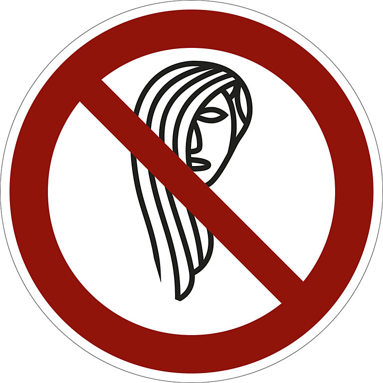 Prohibition sign: operation with long hair prohibited, pack of 10 ...