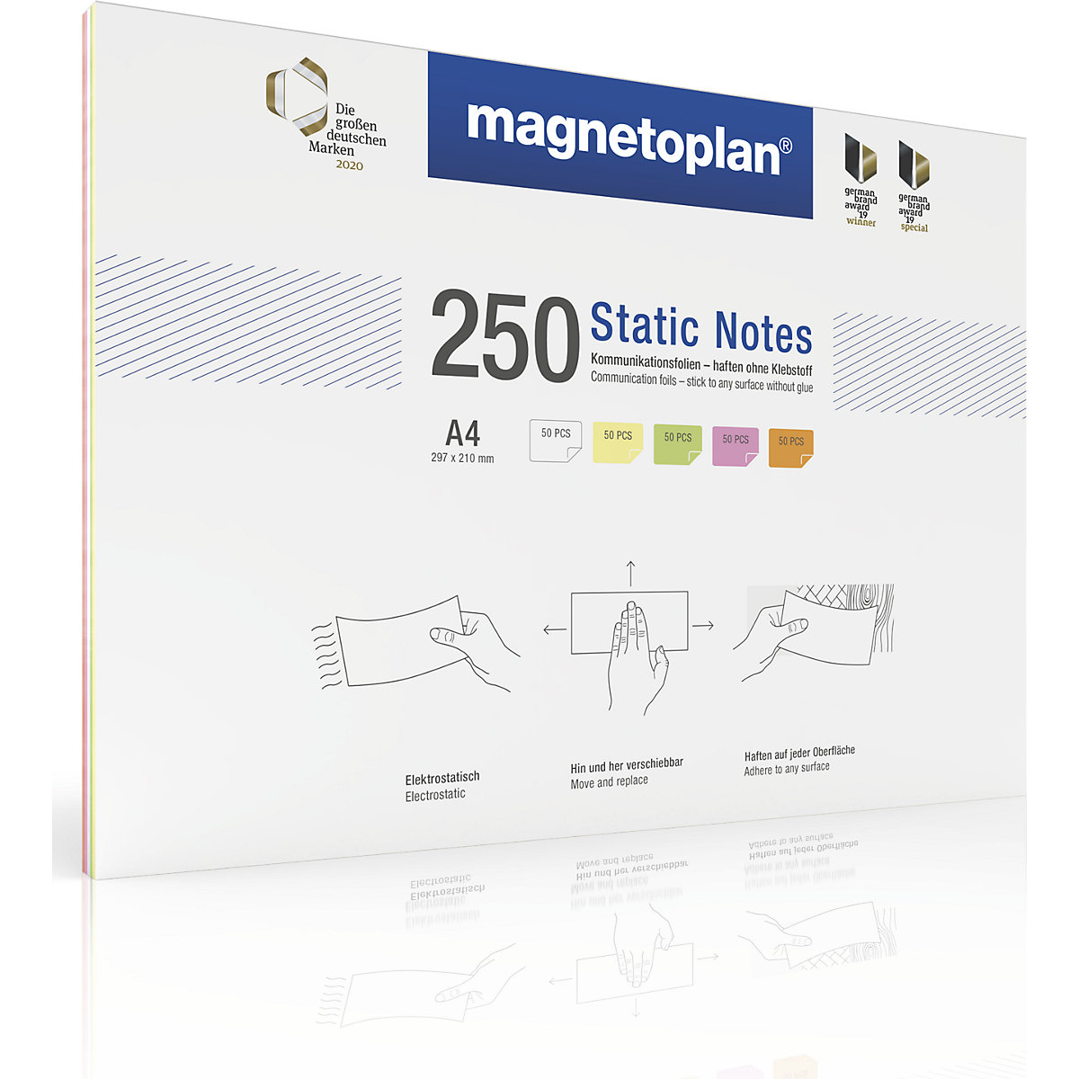 Static Notes notitieblaadjes – magnetoplan: VE = 250 st., kleurrijk ...