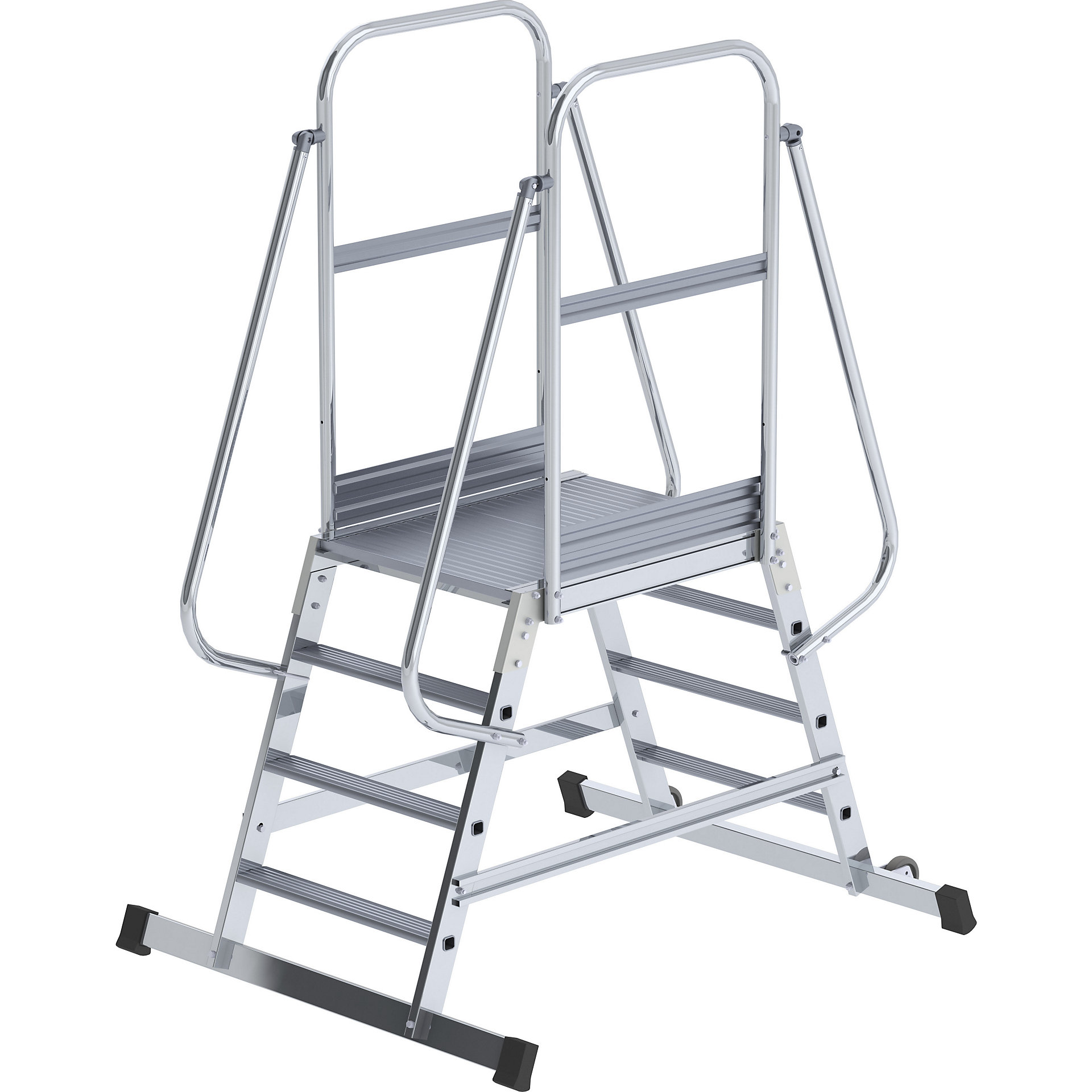 Aluminium mobile safety steps – eurokraft pro: double sided, mobile ...