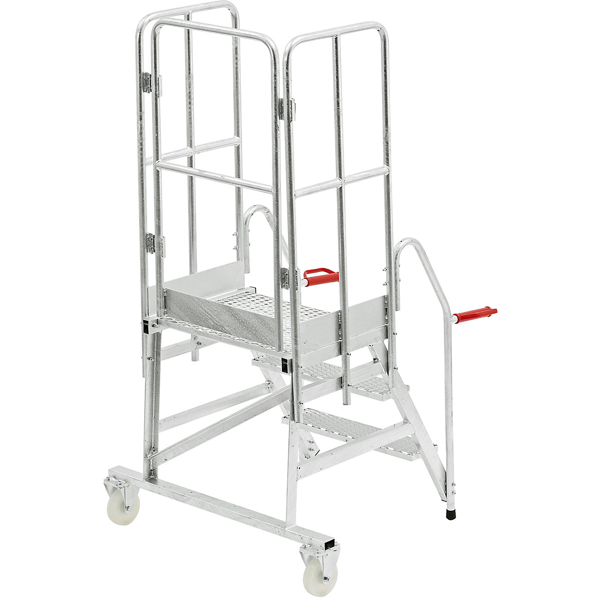 Mobile safety steps – eurokraft pro: hot dip galvanised, incl. doors ...