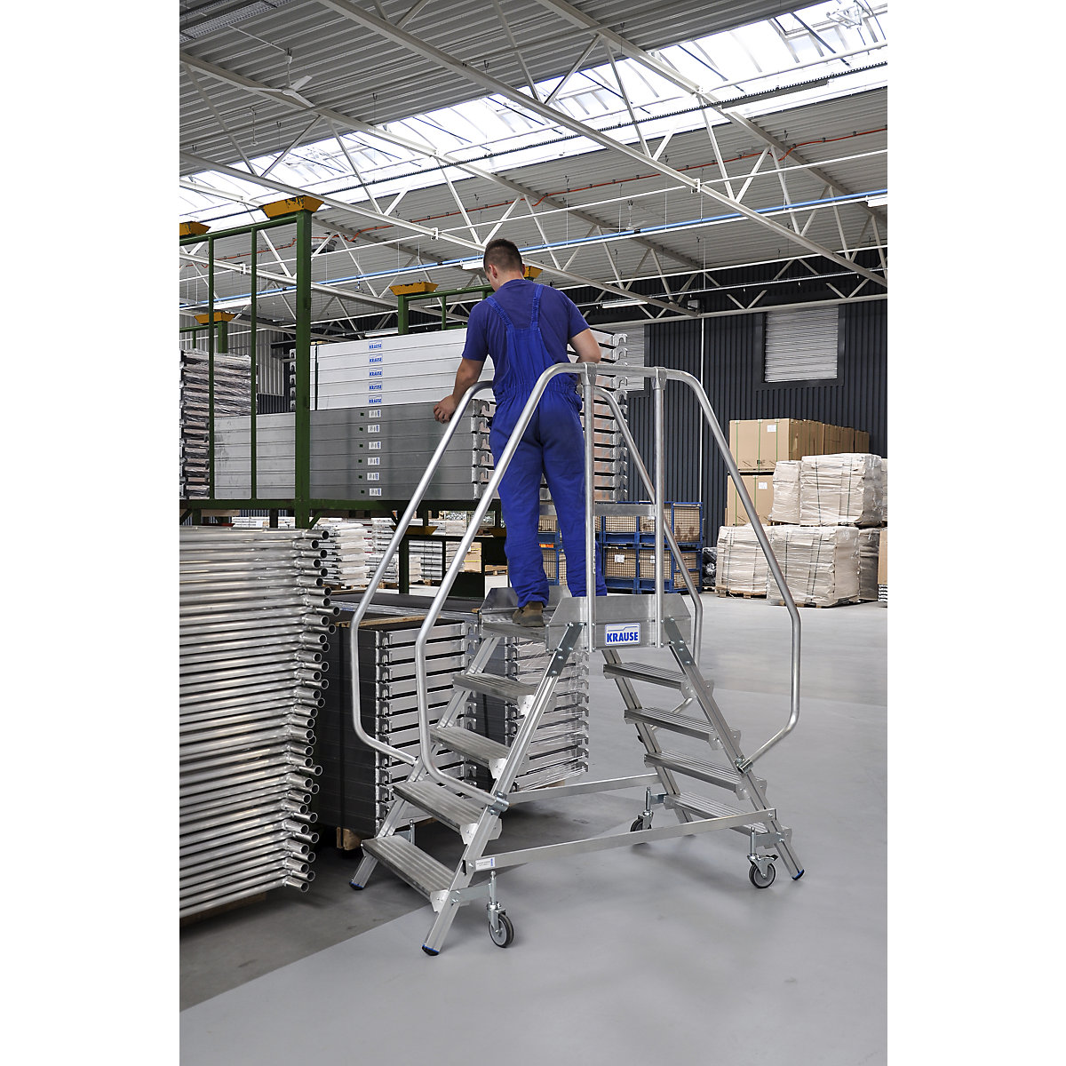 Mobile safety steps – KRAUSE: double sided access, foot rail ...