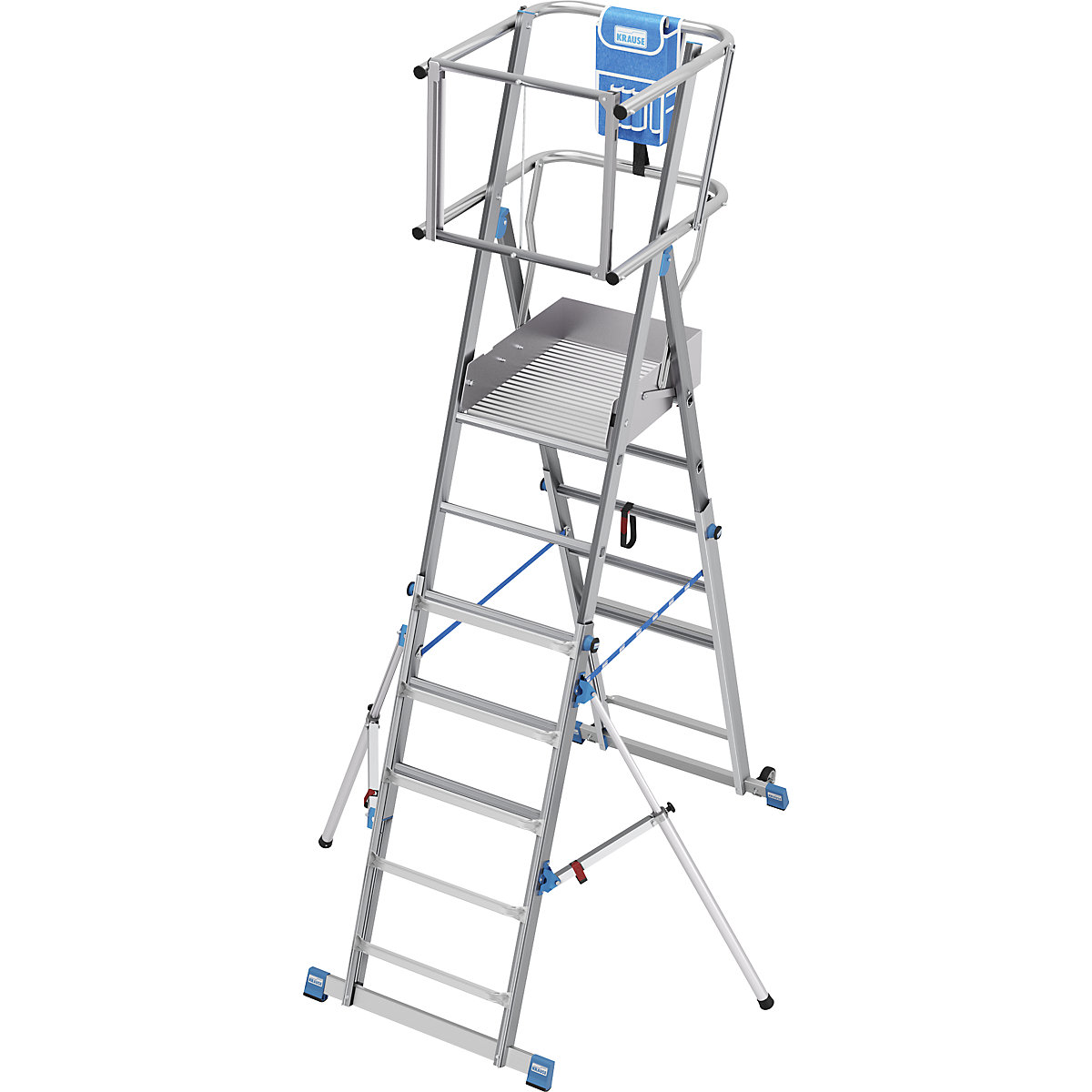 Telescopic mobile safety steps – KRAUSE: height adjustable using ...